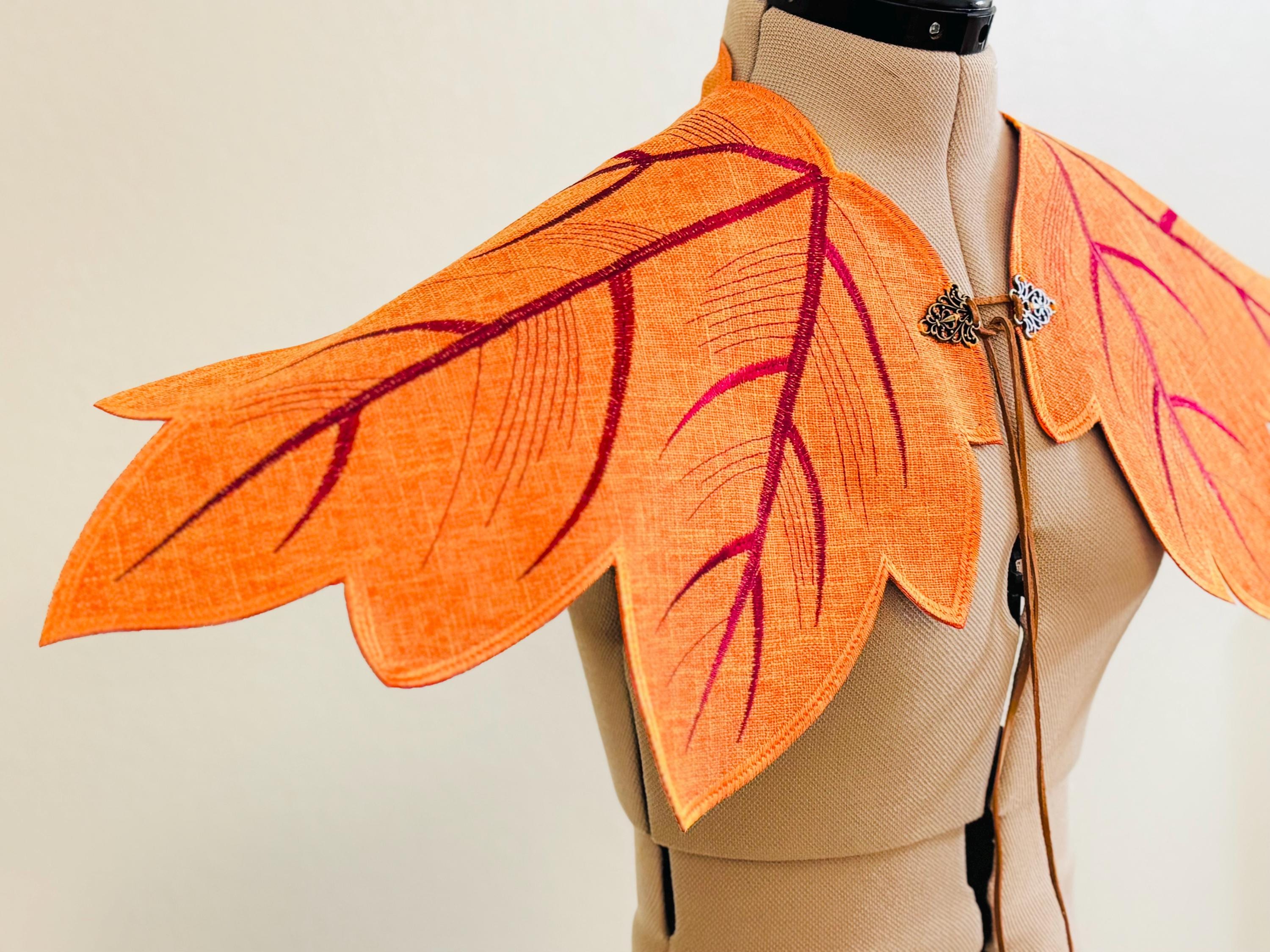 Orange , Elven Leaf Capelet, Elven Ranger Fall Leaf Caplet Druids ...