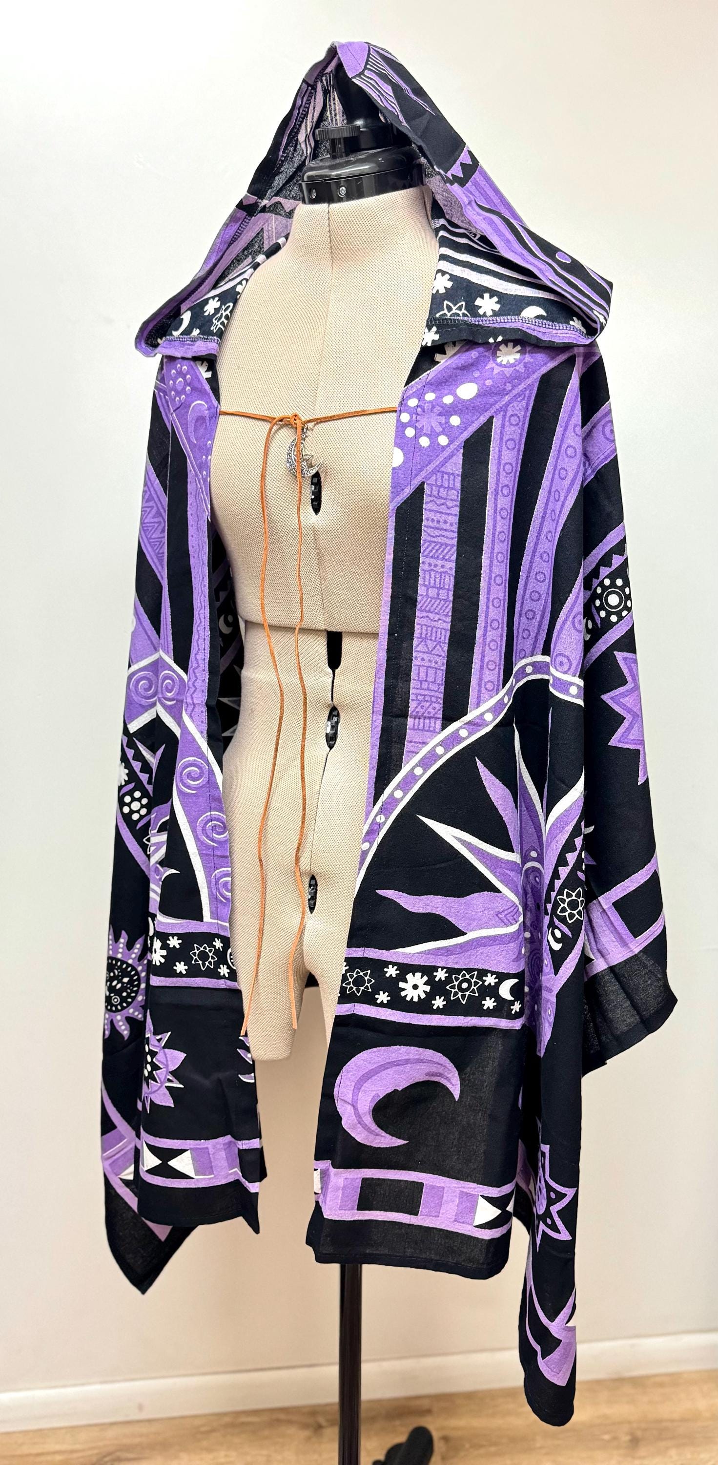 Short,gothic Purple, Black ,cosmic, Celestial Sun & Moon Festival Cloak ...