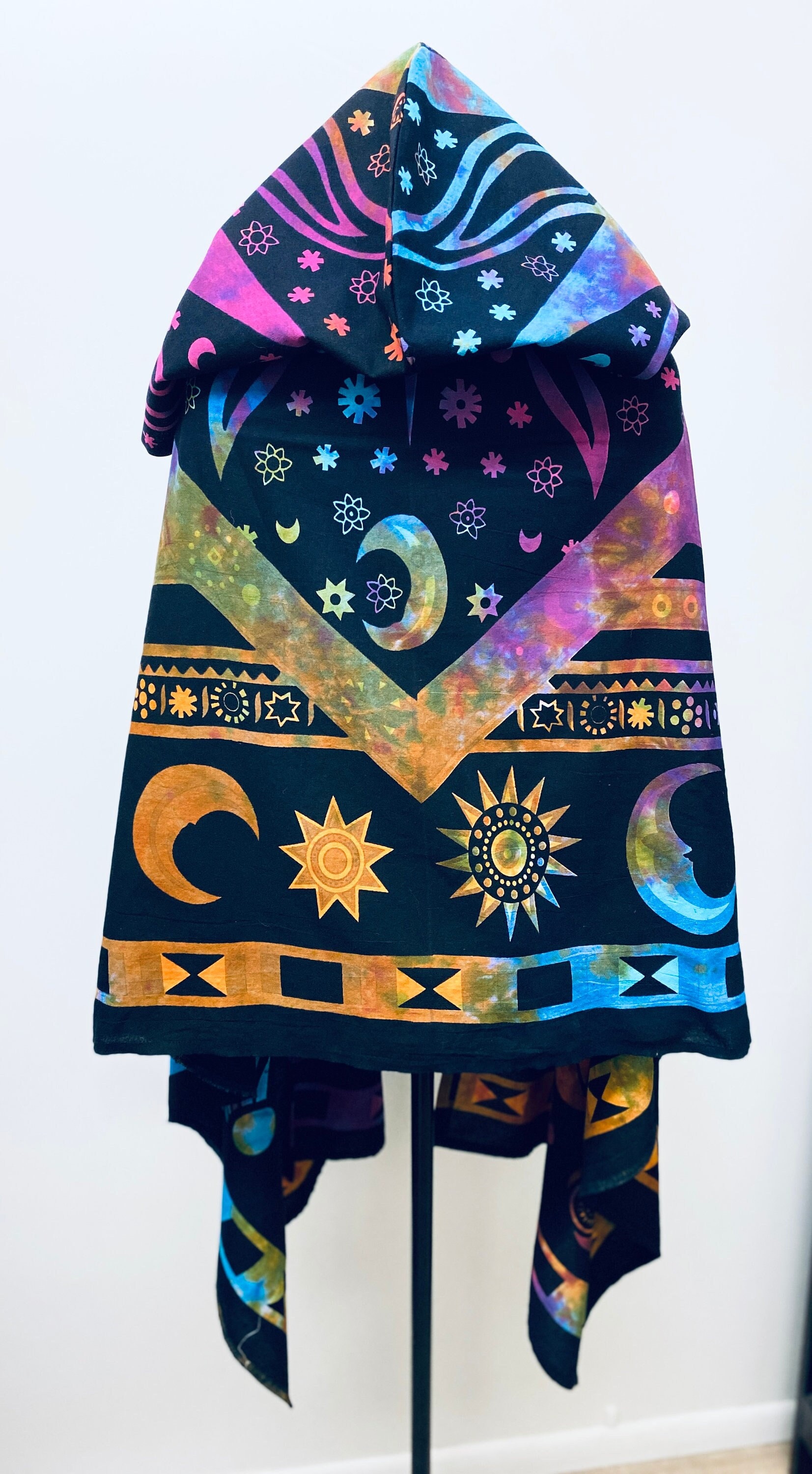 Boho, Hippy, Cosmic, Tie Dye ,celestial Sun and Moon Festival Cloak ...