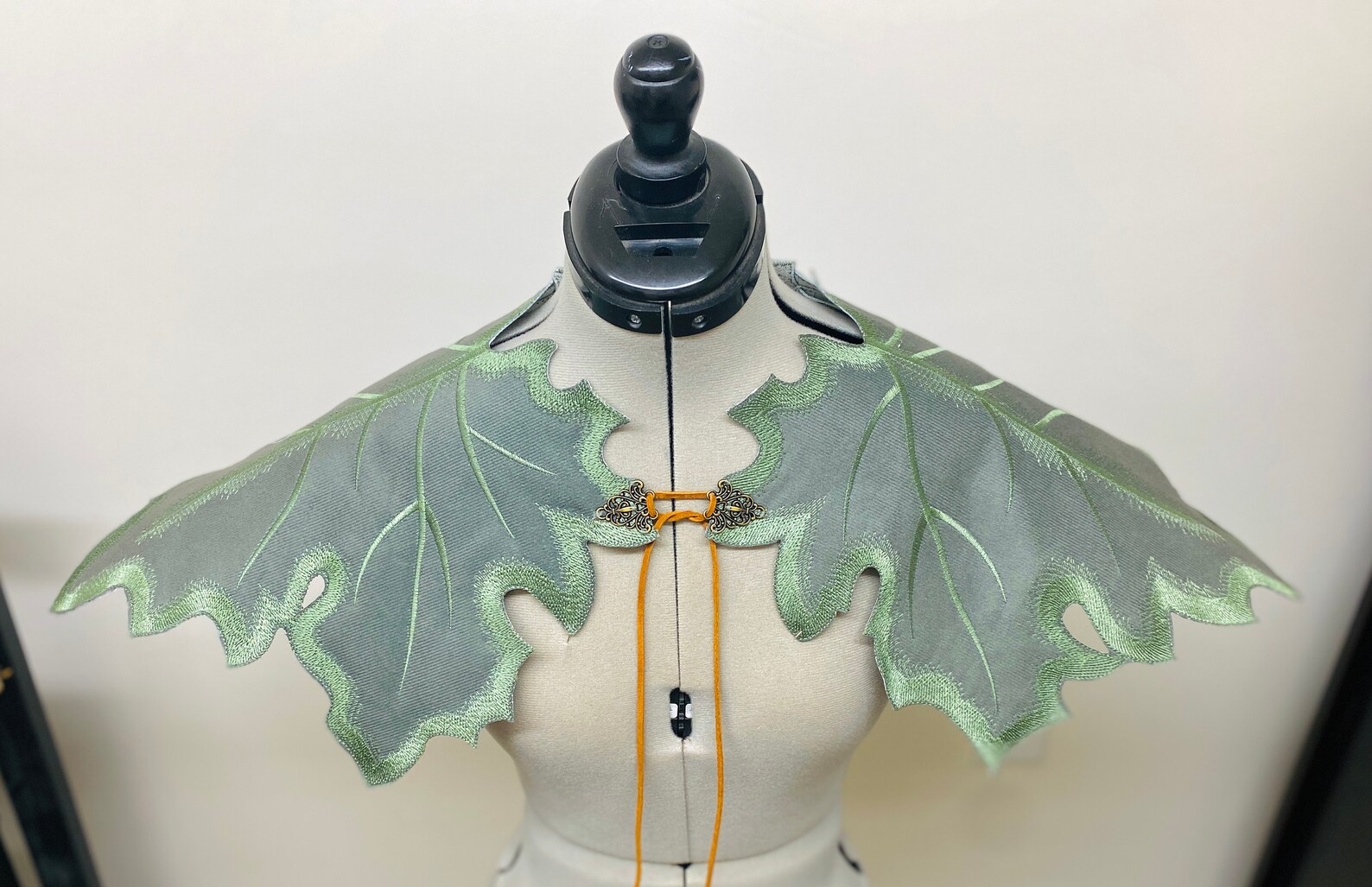 Embroidered, Sage Green, , Elven Leaf Capelet, Elven Ranger Fall Leaf ...
