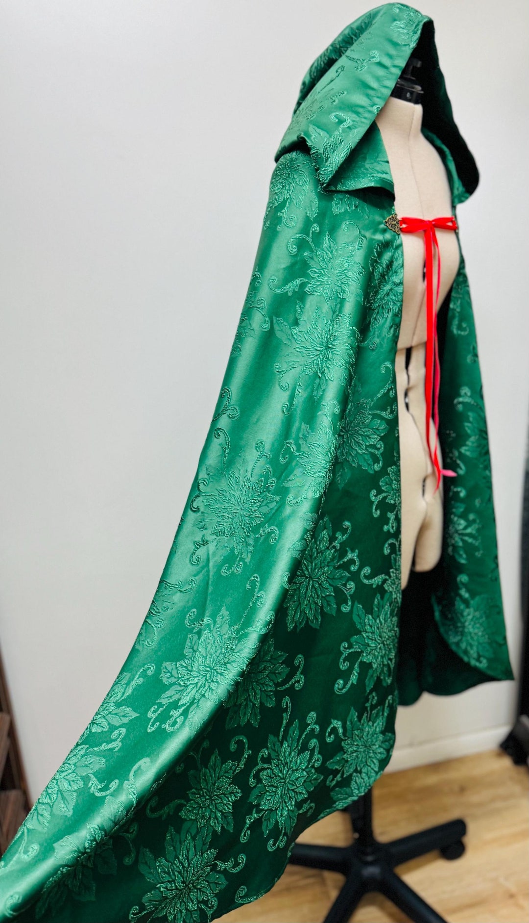 Gorgeous Long,holly Leaf, Dark Green Cloak, Renaissance Cloak ,elf Cape ...