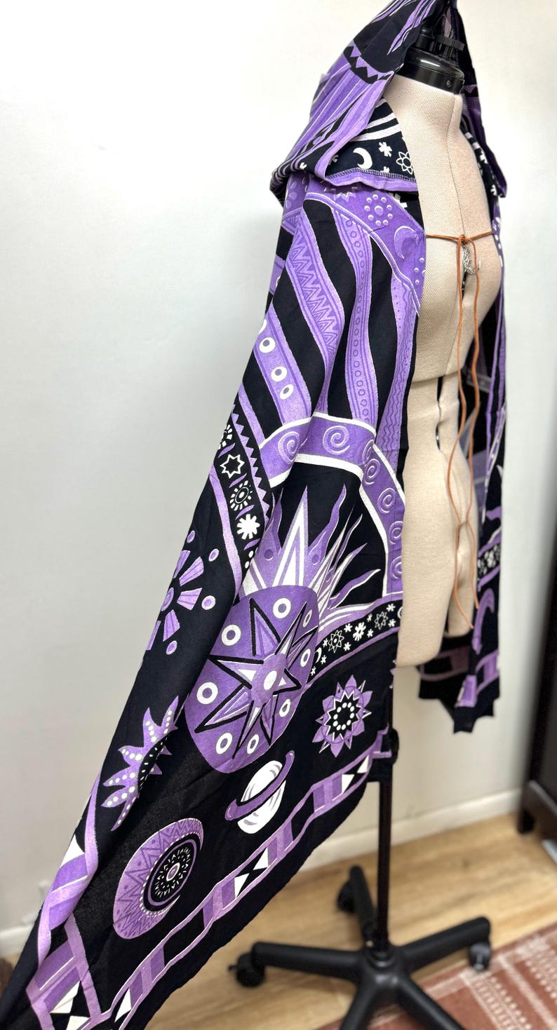 Short,gothic Purple, Black ,cosmic, Celestial Sun & Moon Festival Cloak ...