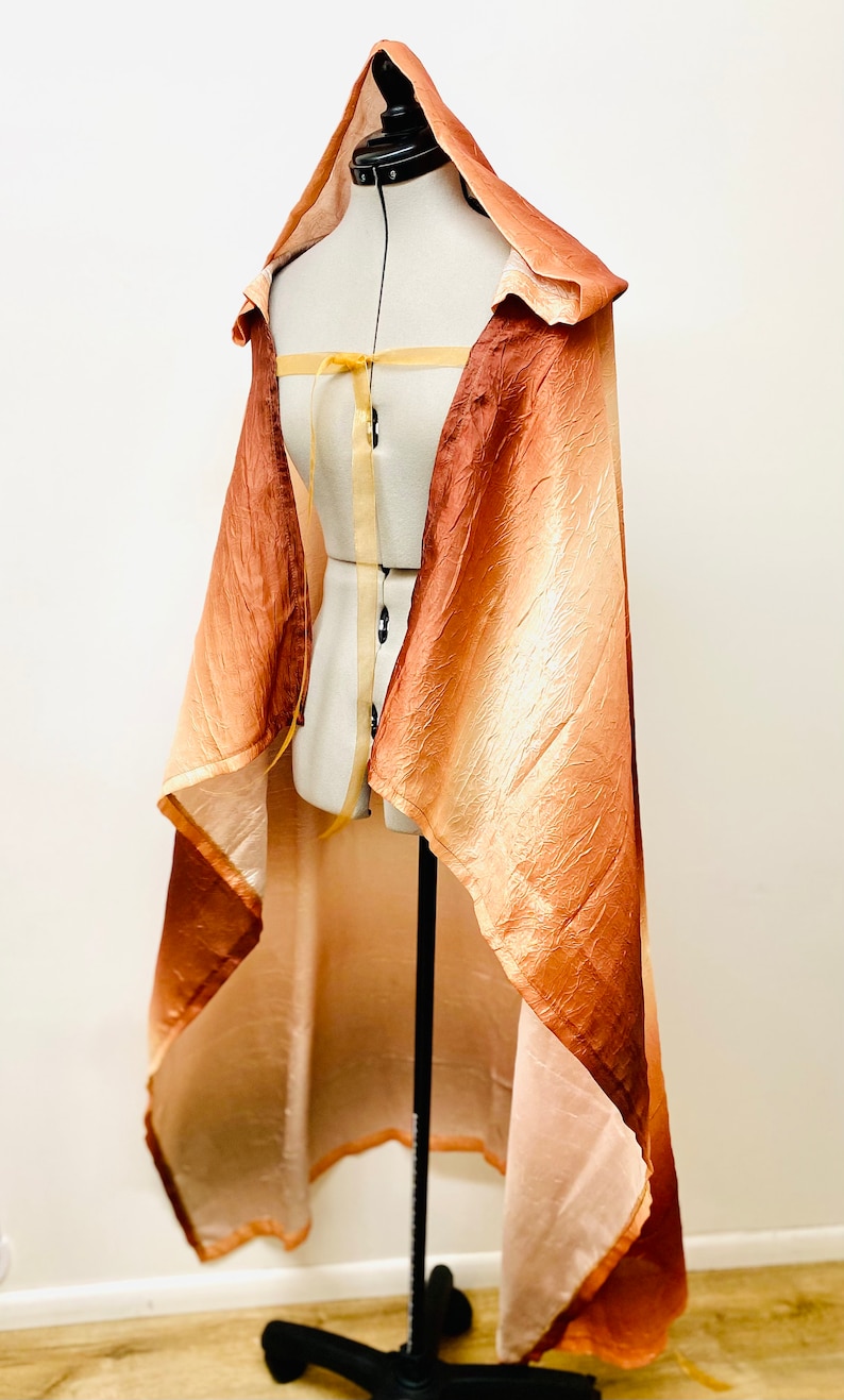 Ombre, Gold, Brown High-low, Lightweight Cape W/ Full Hood,larp Cape ...