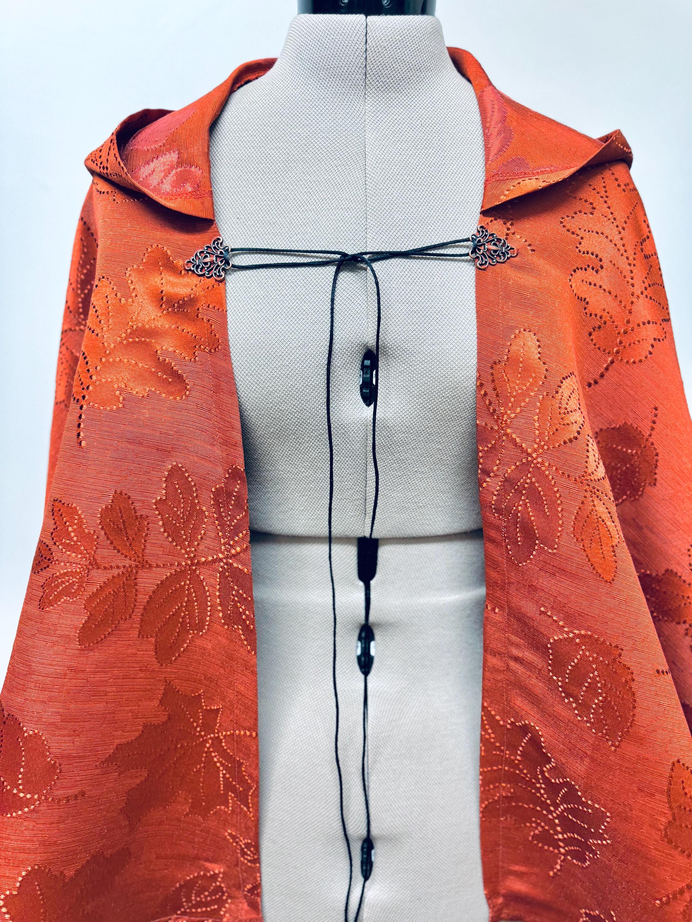 Burnt Orange, Embossed Leaf, Renaissance Festival Shoulder Cape W/ Full ...