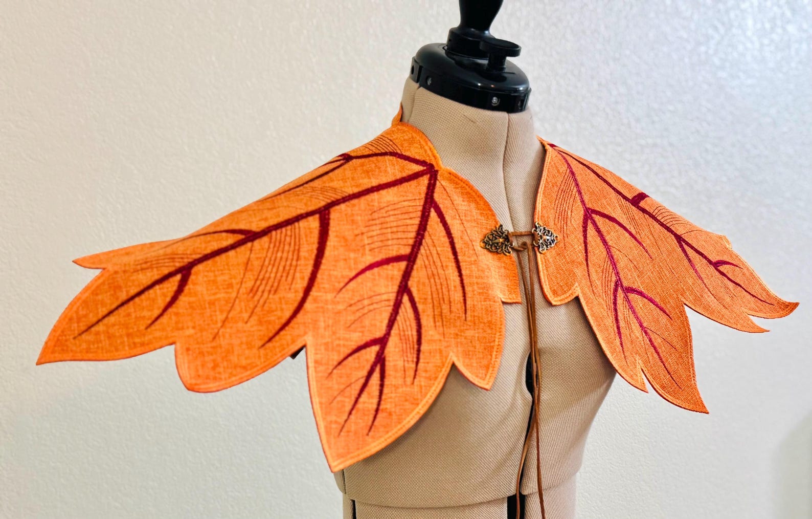Orange , Elven Leaf Capelet, Elven Ranger Fall Leaf Caplet Druids ...