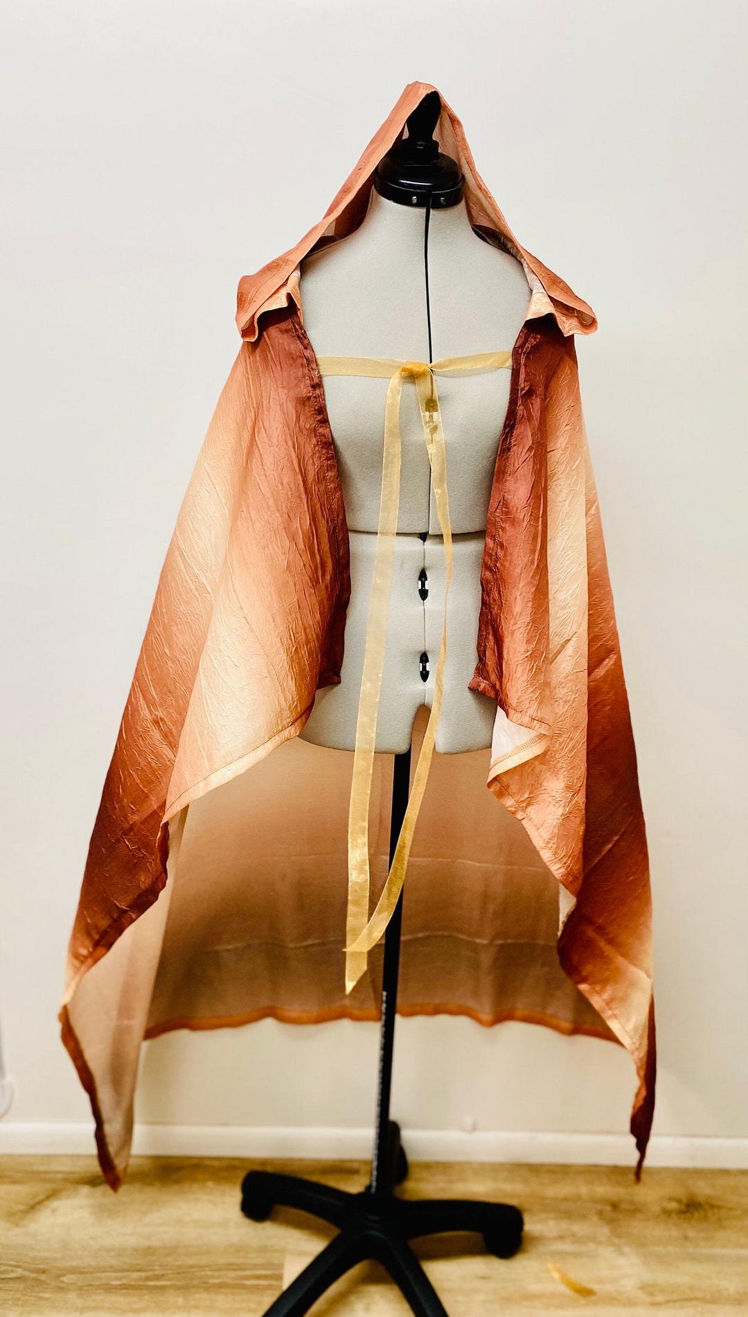 Ombre, Gold, Brown High-low, Lightweight Cape W/ Full Hood,larp Cape ...