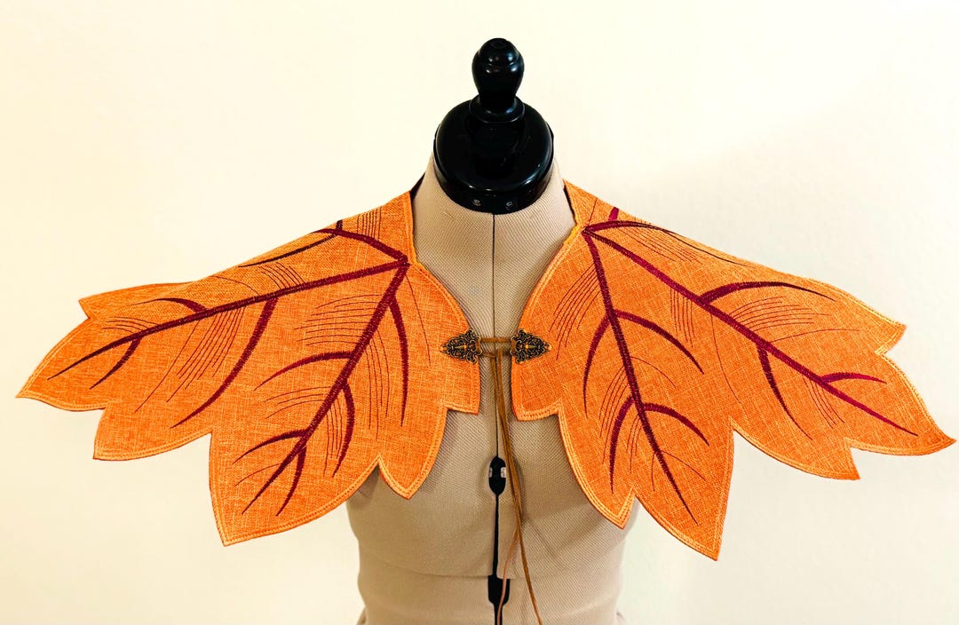 Orange , Elven Leaf Capelet, Elven Ranger Fall Leaf Caplet Druids ...