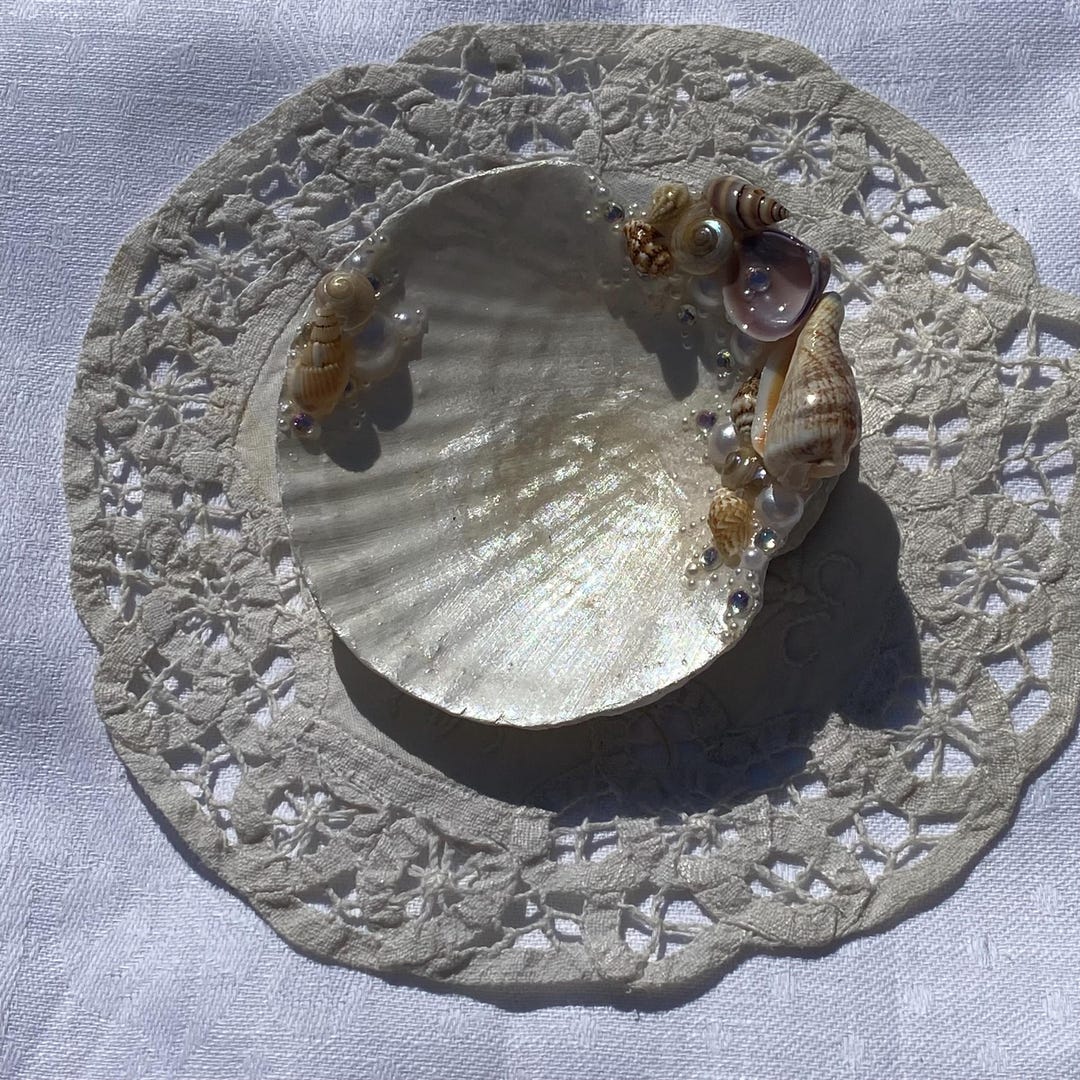 Shell Jewelry Tray on Oyster Stand | Elegant Seashell & Pearl Design ...