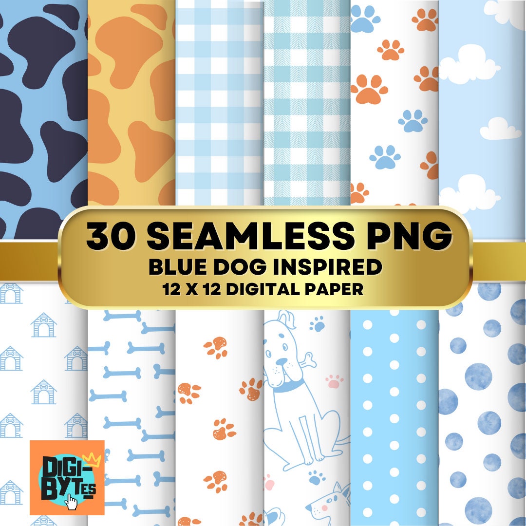Blue Dog Digital Paper: 30 Seamless PNG Patterns (12x12) - Etsy