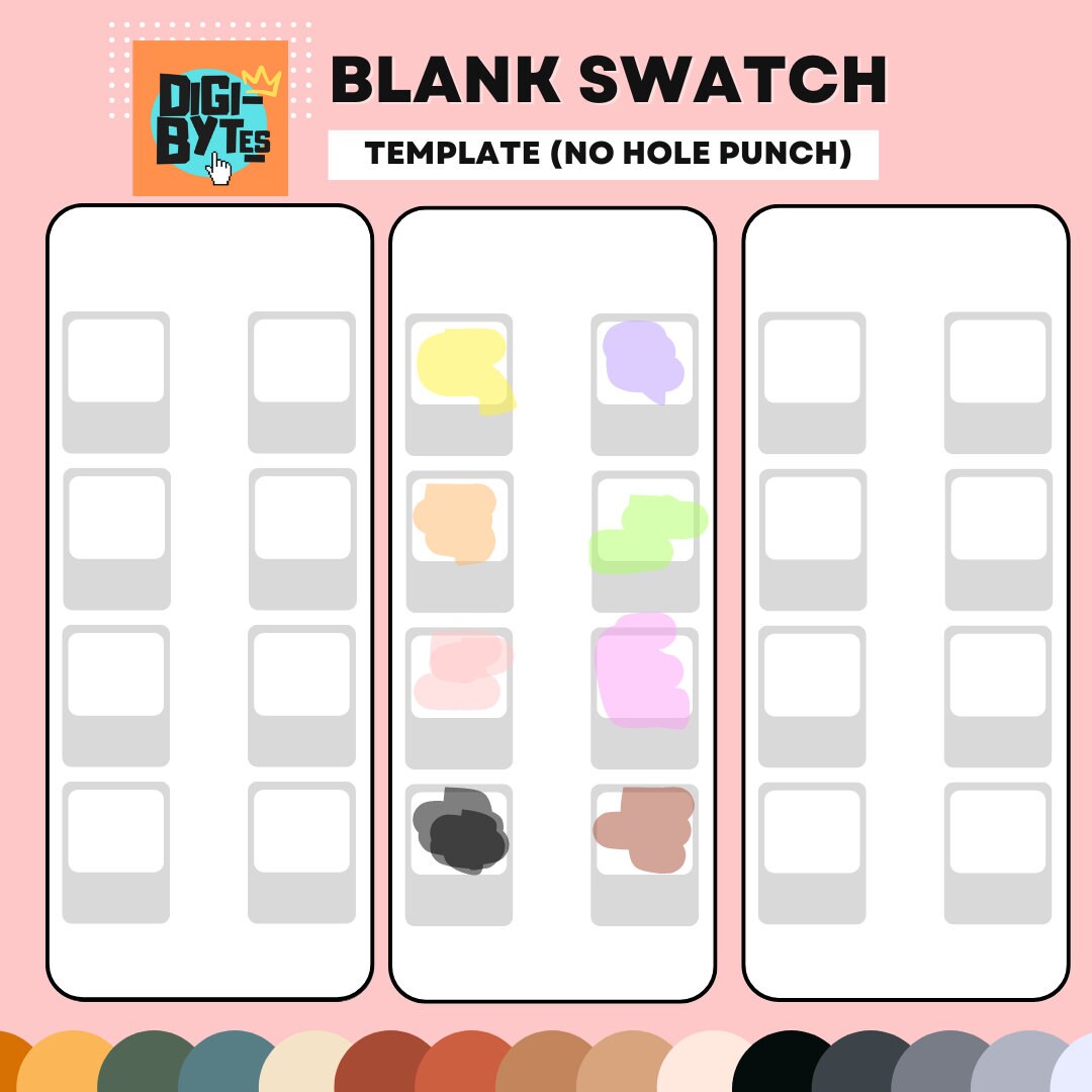 Digital PDF Blank Swatch Template | No Hole Punch Design | DIY Single ...