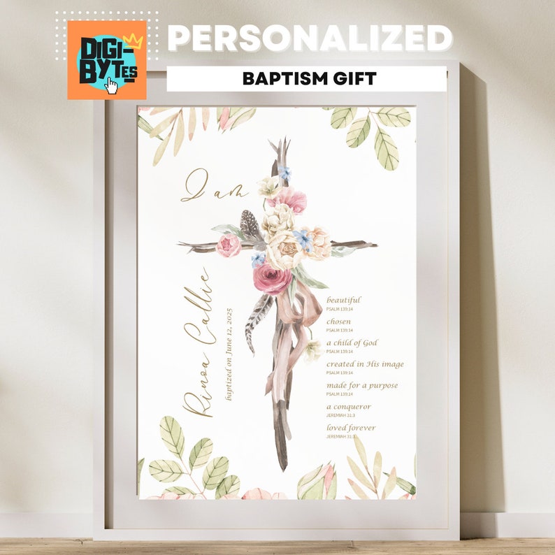 Baptism Gift Girl, Personalized PRINTABLE, Baby Girl Gift, Nursery Wall ...