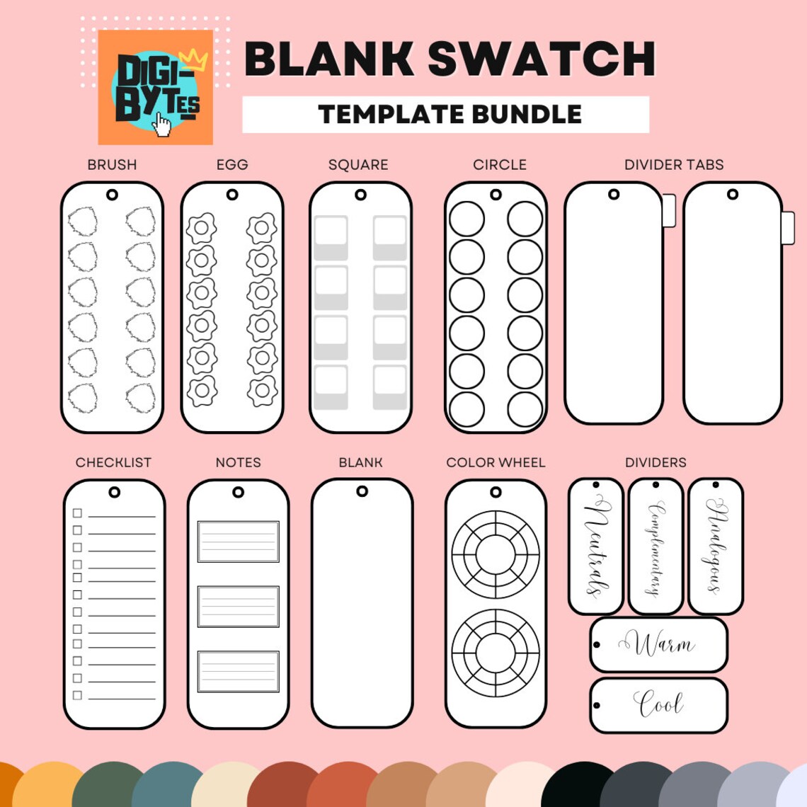 Blank Swatch Template Bundle: DIY Color Swatch (digital PDF) - Etsy
