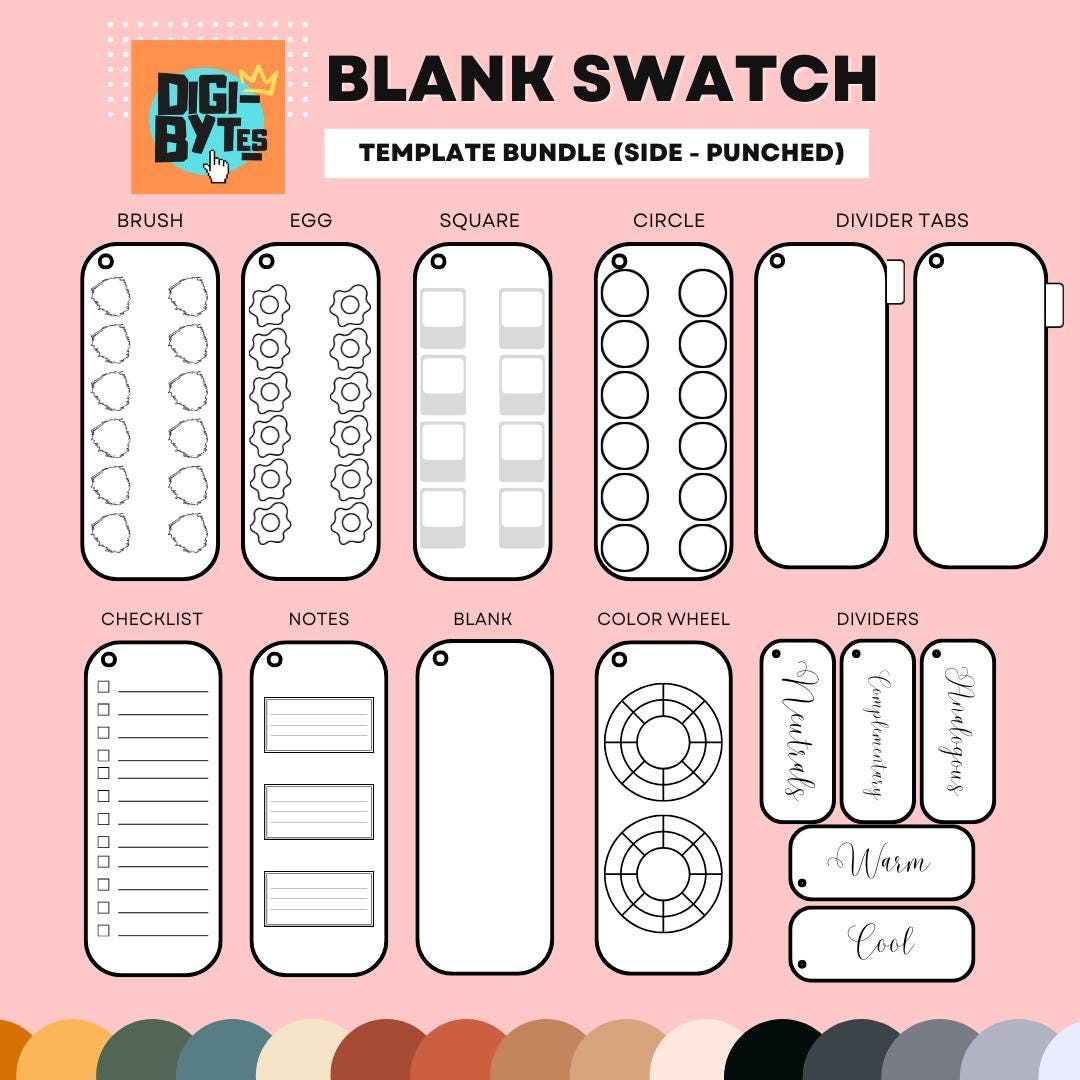 Blank Swatch Template Bundle: DIY Color Swatch (digital PDF) - Etsy
