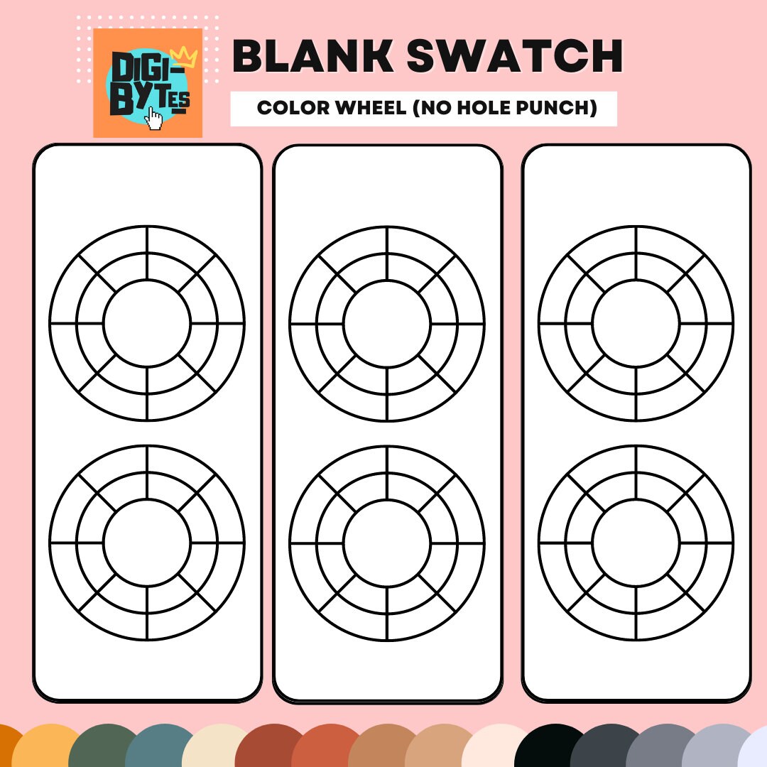 Blank Color Swatch Template: DIY Palette, No Punch (PDF Digital ...
