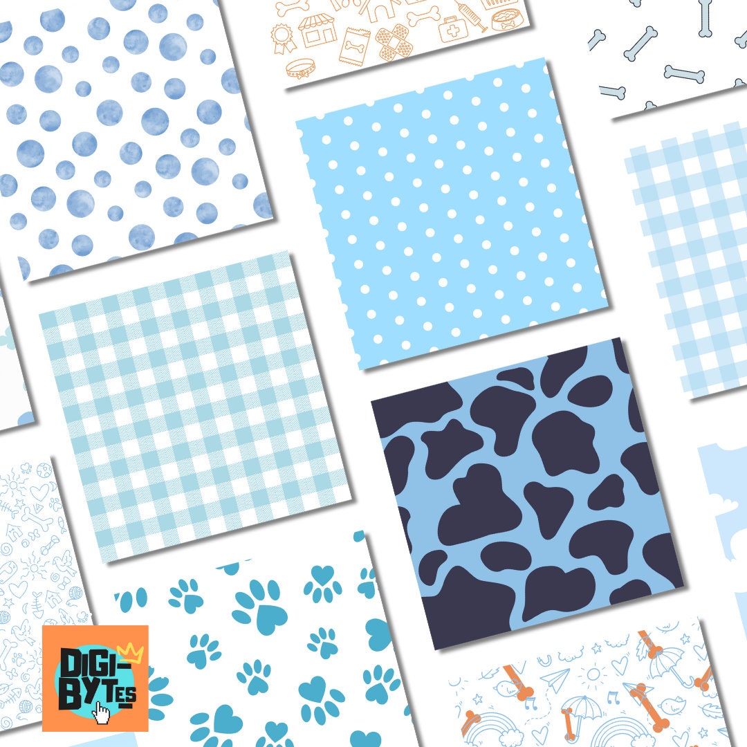 Blue Dog Digital Paper: 30 Seamless PNG Patterns (12x12) - Etsy