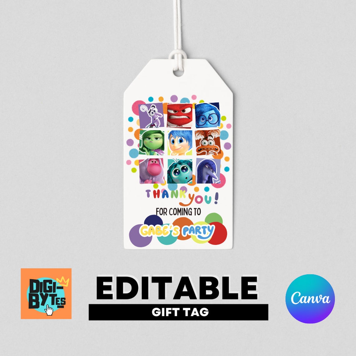 Inside Out 2 Thank You Tags: Emotions Party Favors (editable Canva ...