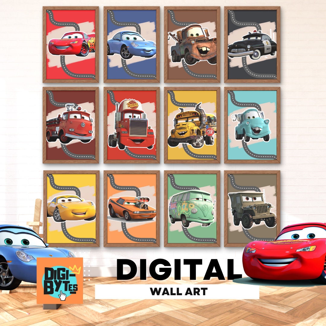 Cars Movie Wall Art Prints: Lightning Mcqueen Decor (digital Download ...