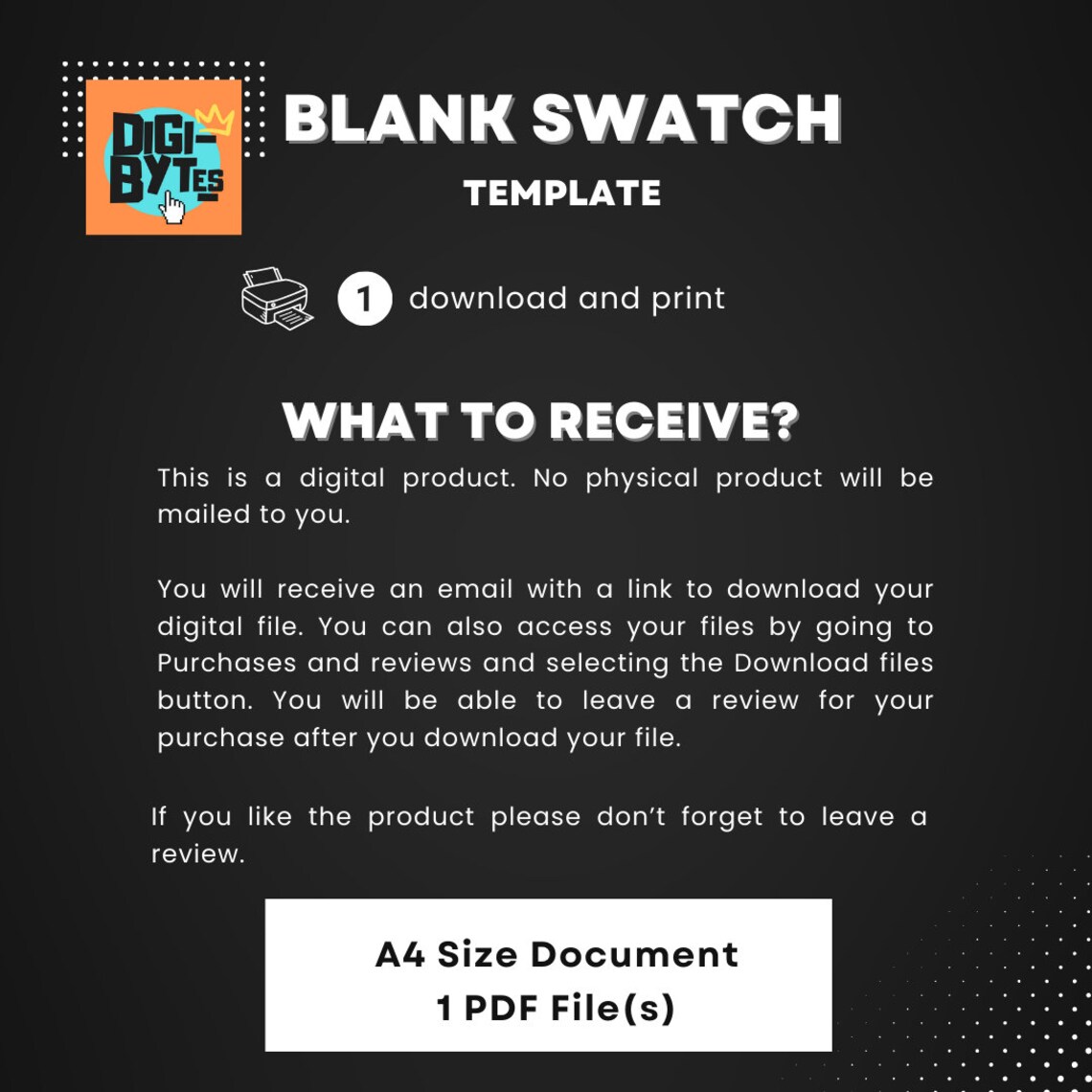 Digital PDF Blank Swatch Template Divider | DIY Single Page Color ...