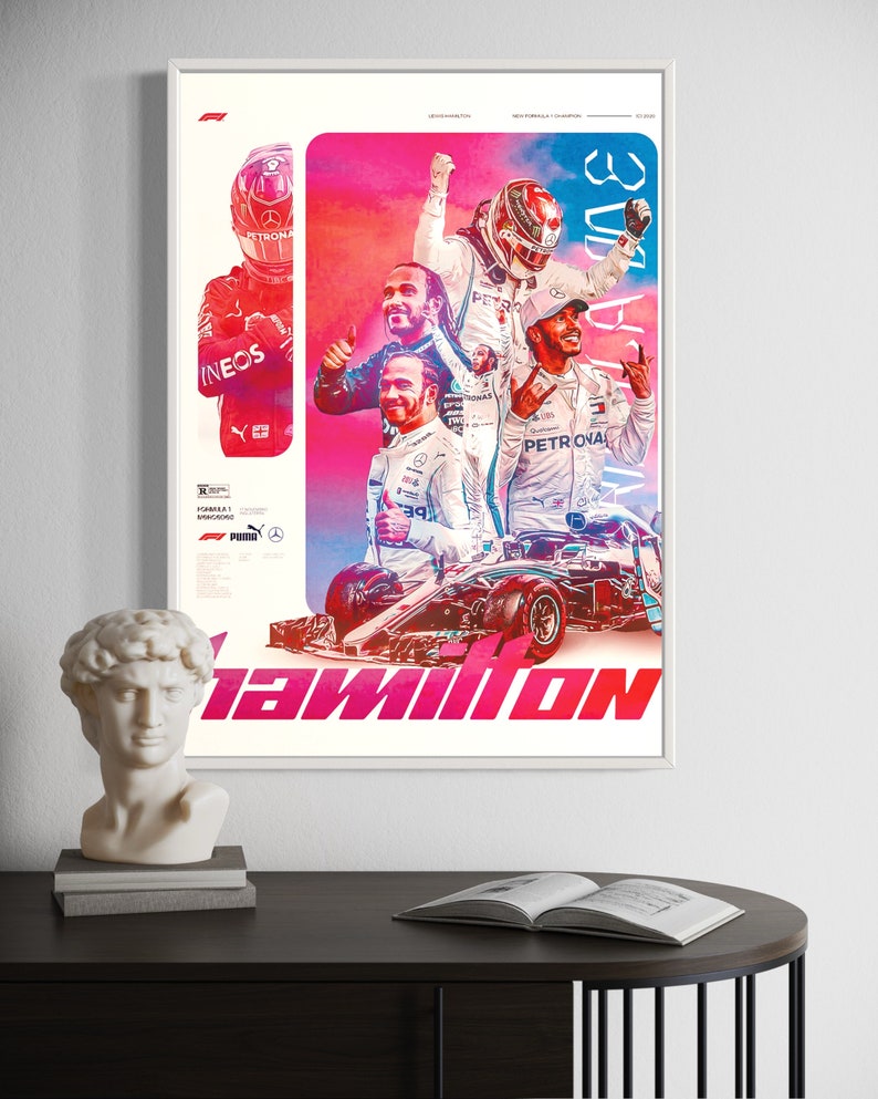 Lewis Hamilton Poster, Formula 1 Champion, Racing Legend, Wall Art ...