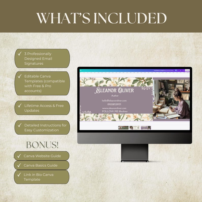 Cottagecore Email Signature Templates | Canva Author Branding, Bookish ...
