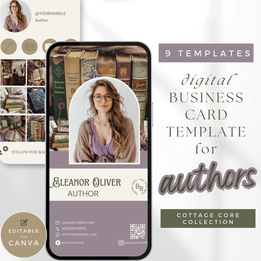 Customizable Author Business Card - Digital Download - Professional ...