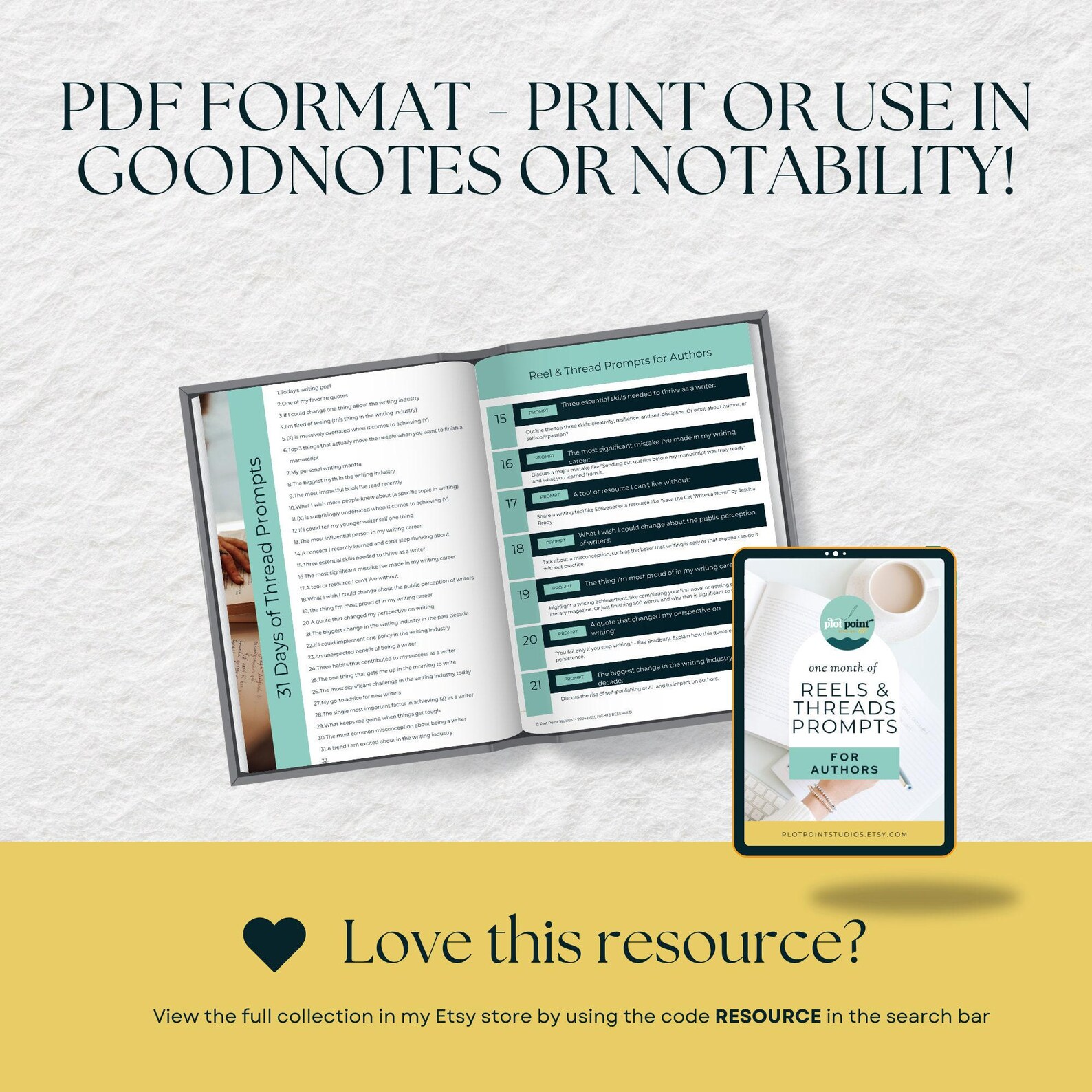 Thread Prompts for Authors, Social Media Content Ideas, PDF Download ...