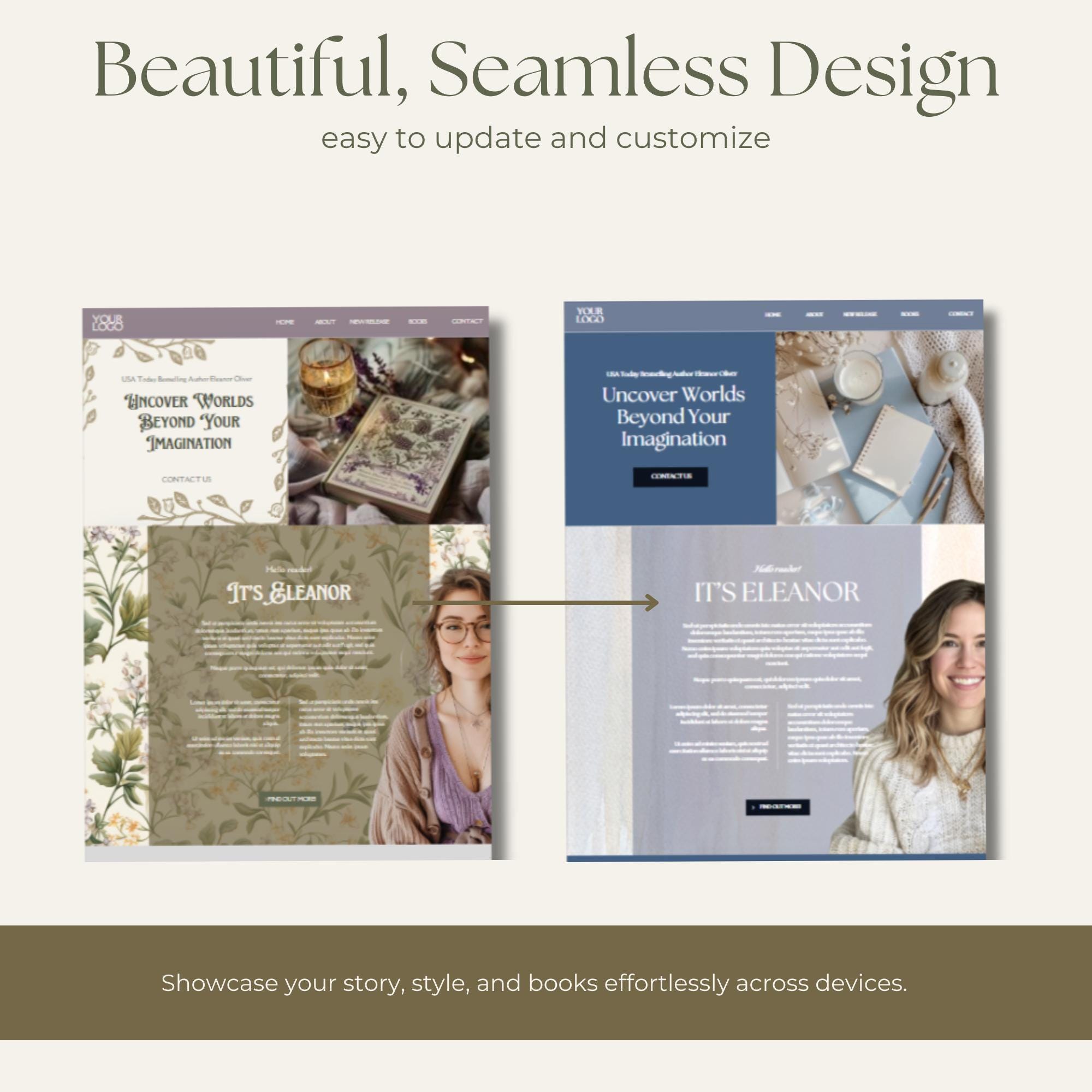 Cottagecore Author Template, Canva Website Template for Authors ...