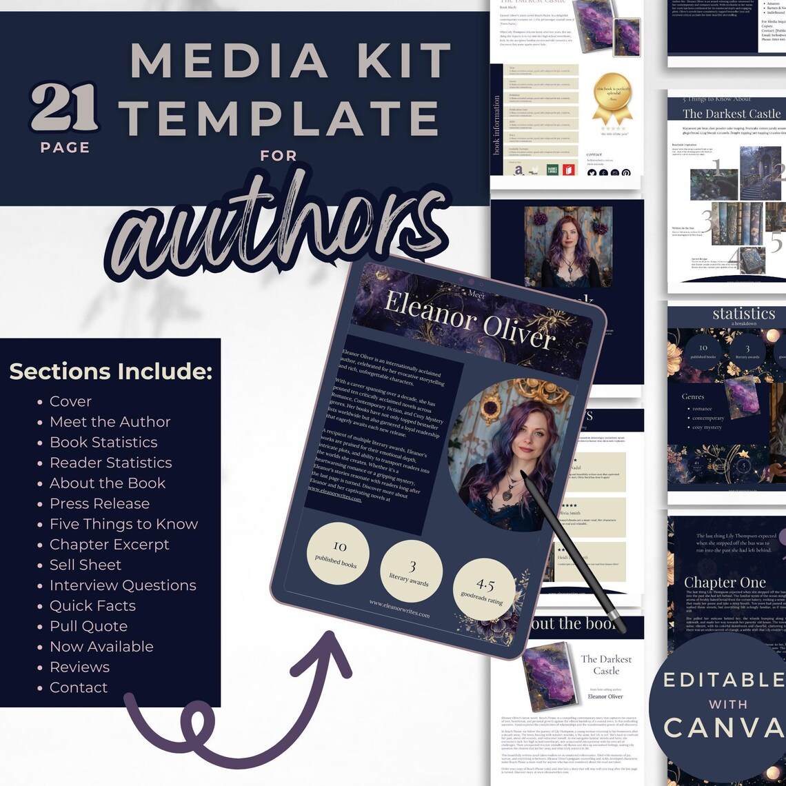 Media Kit for Author - Dark Romance Celestial Brand Kit - Press Kit for ...