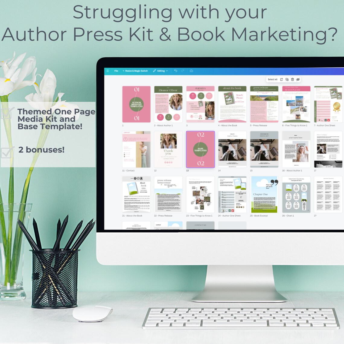 Author One Sheet, Canva Template, Media Kit Template, Author Canva ...