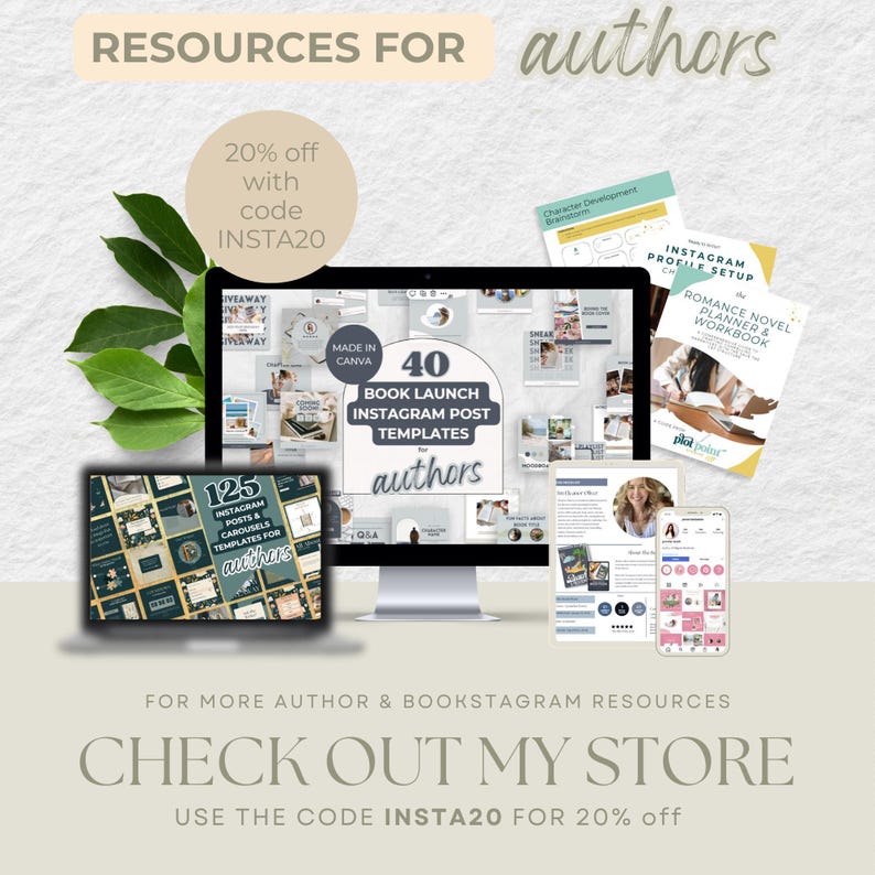 WRITER INSTAGRAM Template | Author Canva Template | Social Media Posts ...