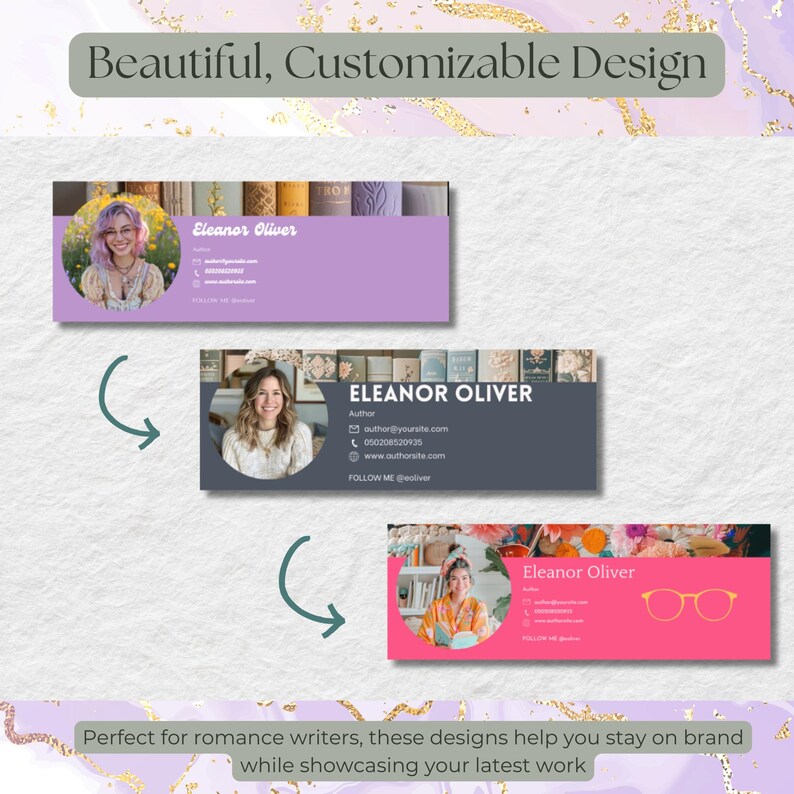 Colorful Email Signature | Author Branding Kit, Canva Template, Social ...