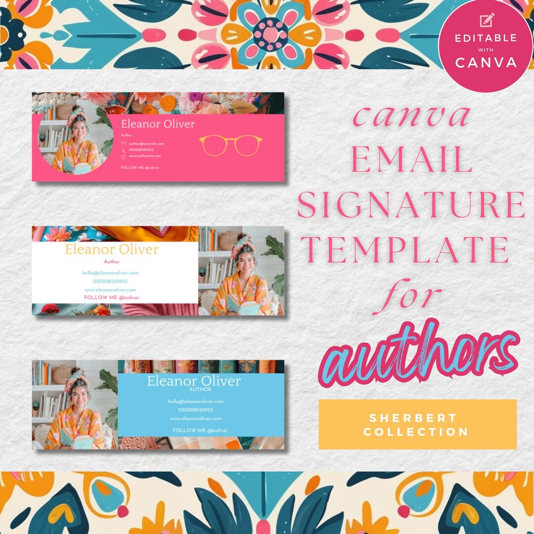 Floral Email Signature Templates: Canva Author Branding (digital) - Etsy