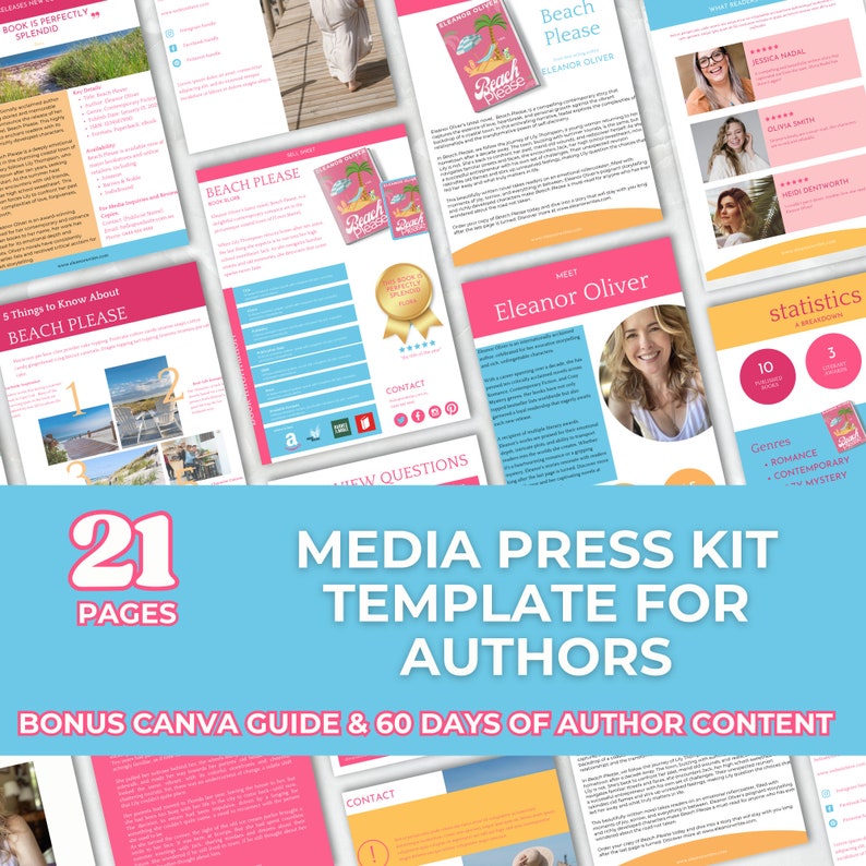 Pink Media Kit, Canva Template, Media Kit Template, Author Media Kit ...