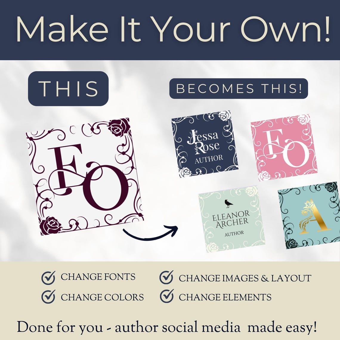 Romance Author Logo | Celestial Romantasy Logo Kit | Canva Templates ...