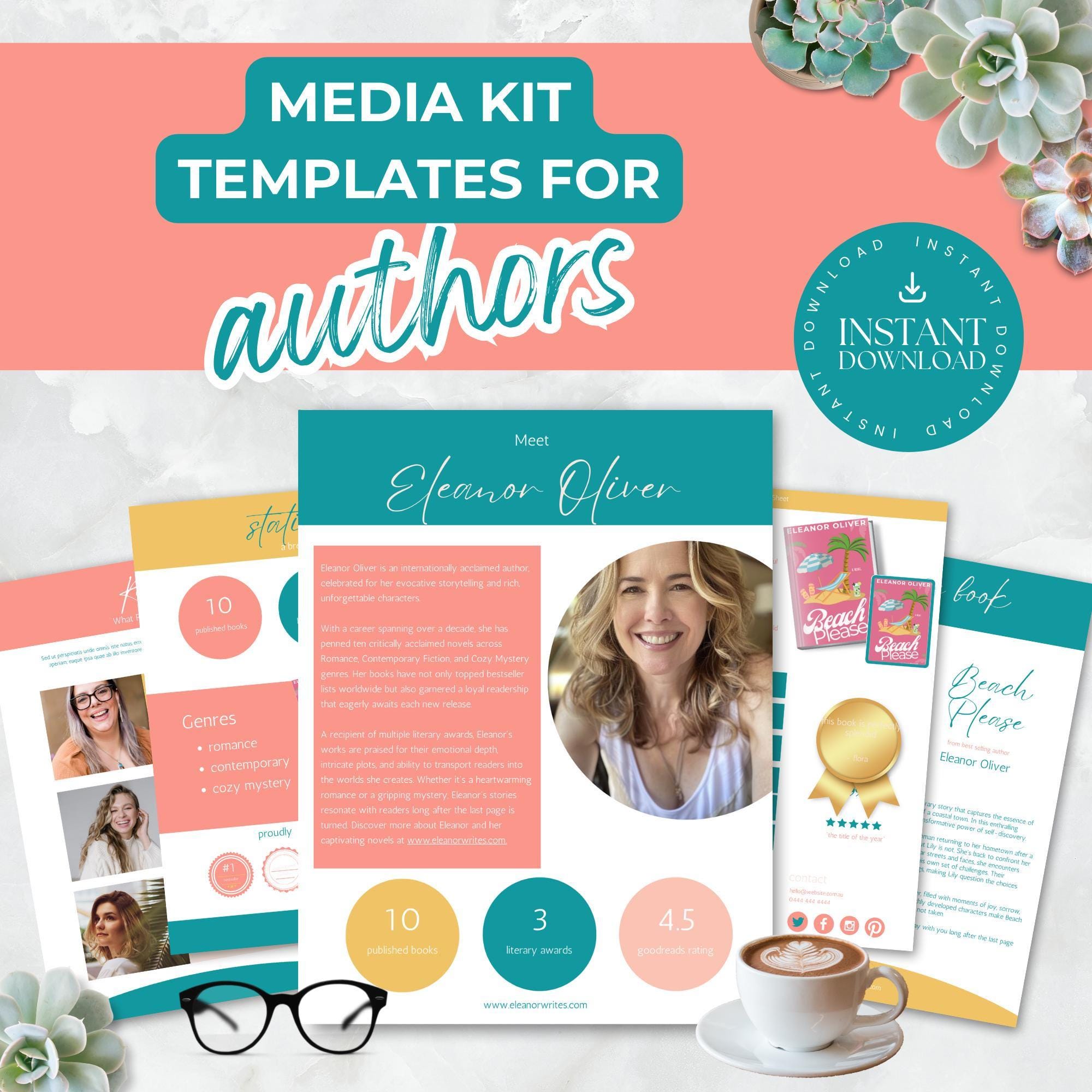 Author Media Kit, Canva Template, Media Kit Template, Author Canva ...