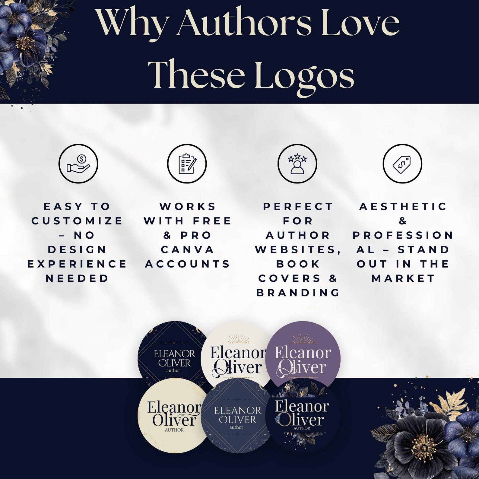 Romance Author Logo | Celestial Romantasy Logo Kit | Canva Templates ...