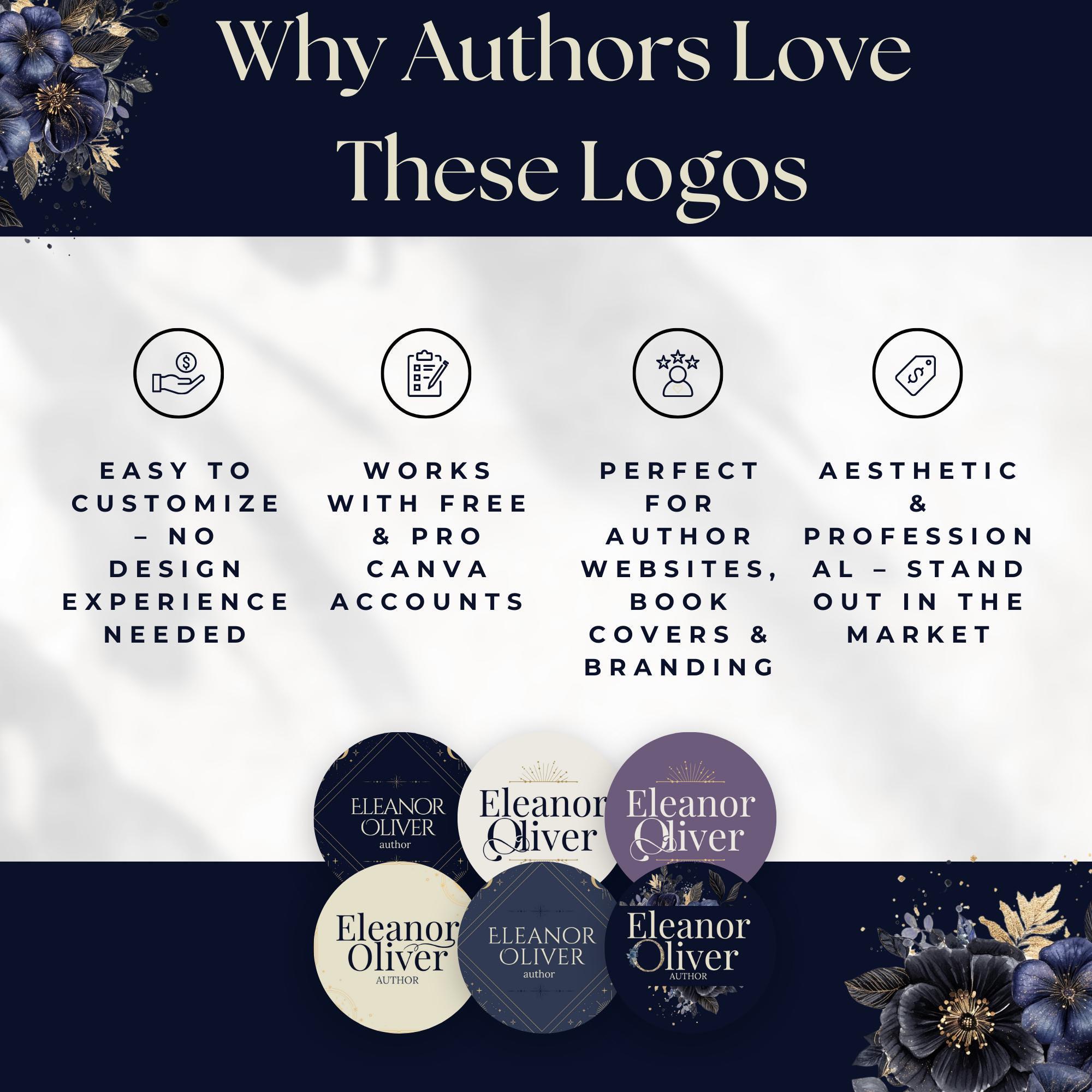 Romance Author Logo | Celestial Romantasy Logo Kit | Canva Templates ...