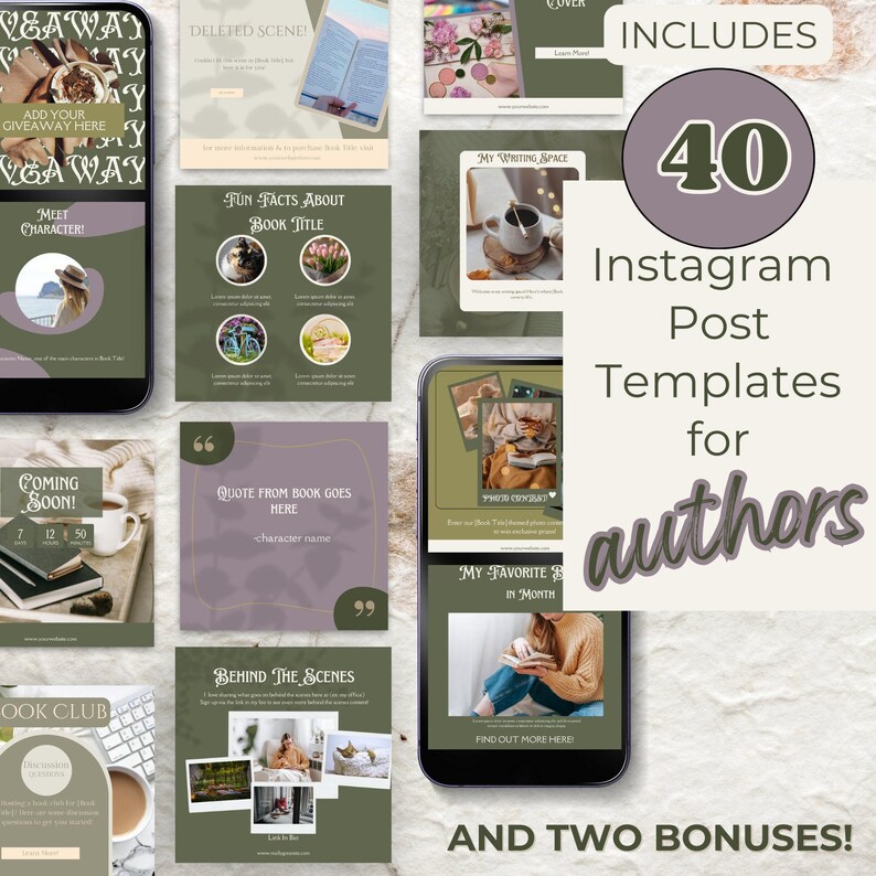 Social Media Posts for Authors, Romance Author Instagram Templates ...