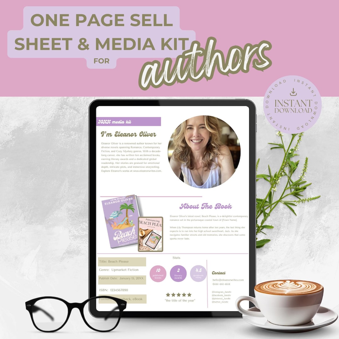 Canva Sell Sheet for Authors | Press Kit One Page Template | Editable ...