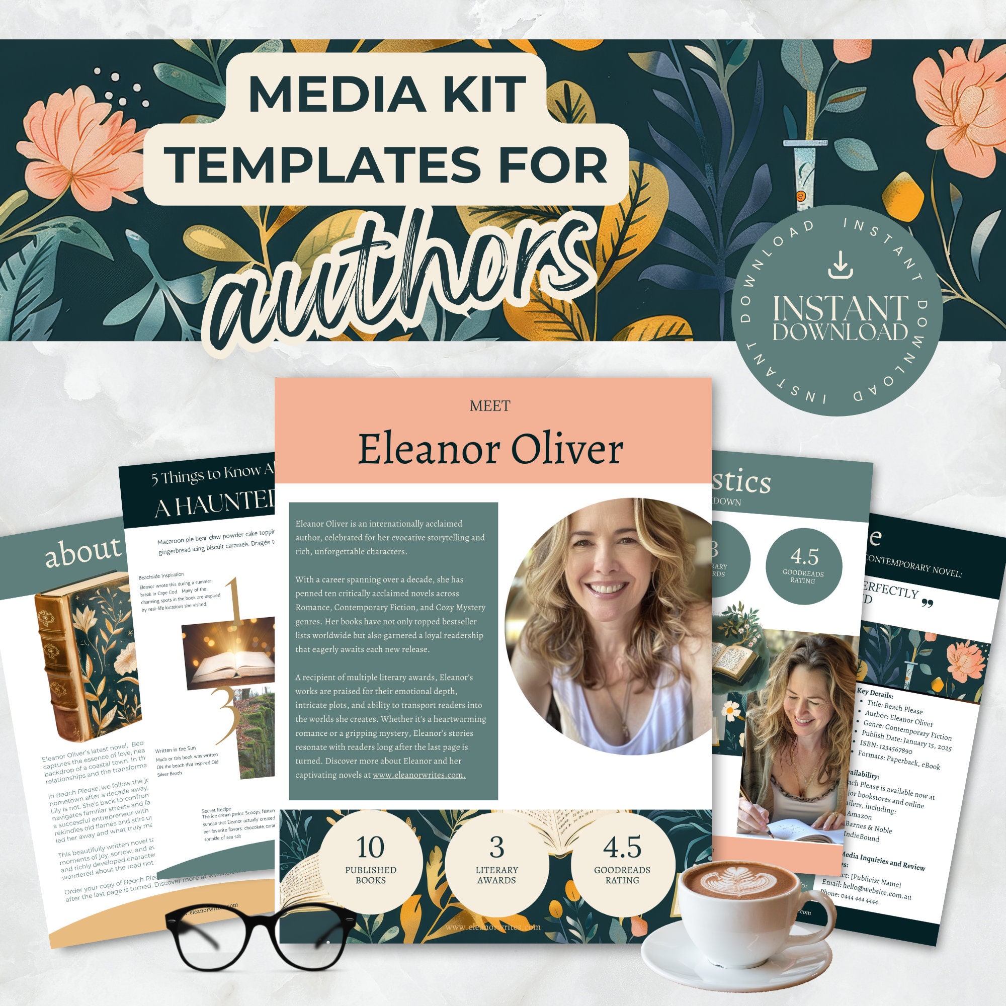 Author Media Kit, Canva Template, Media Kit Template, Author Canva ...