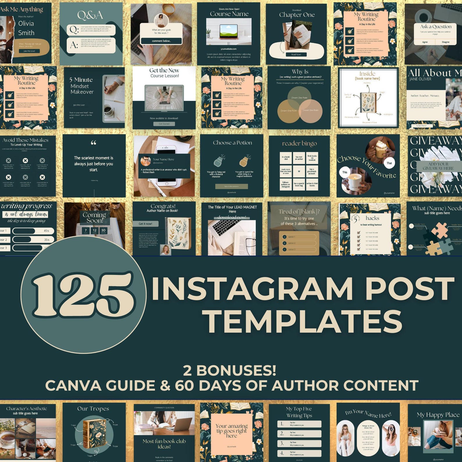 Green Gold, Book Launch, Instagram Posts, Canva Template, Writers ...