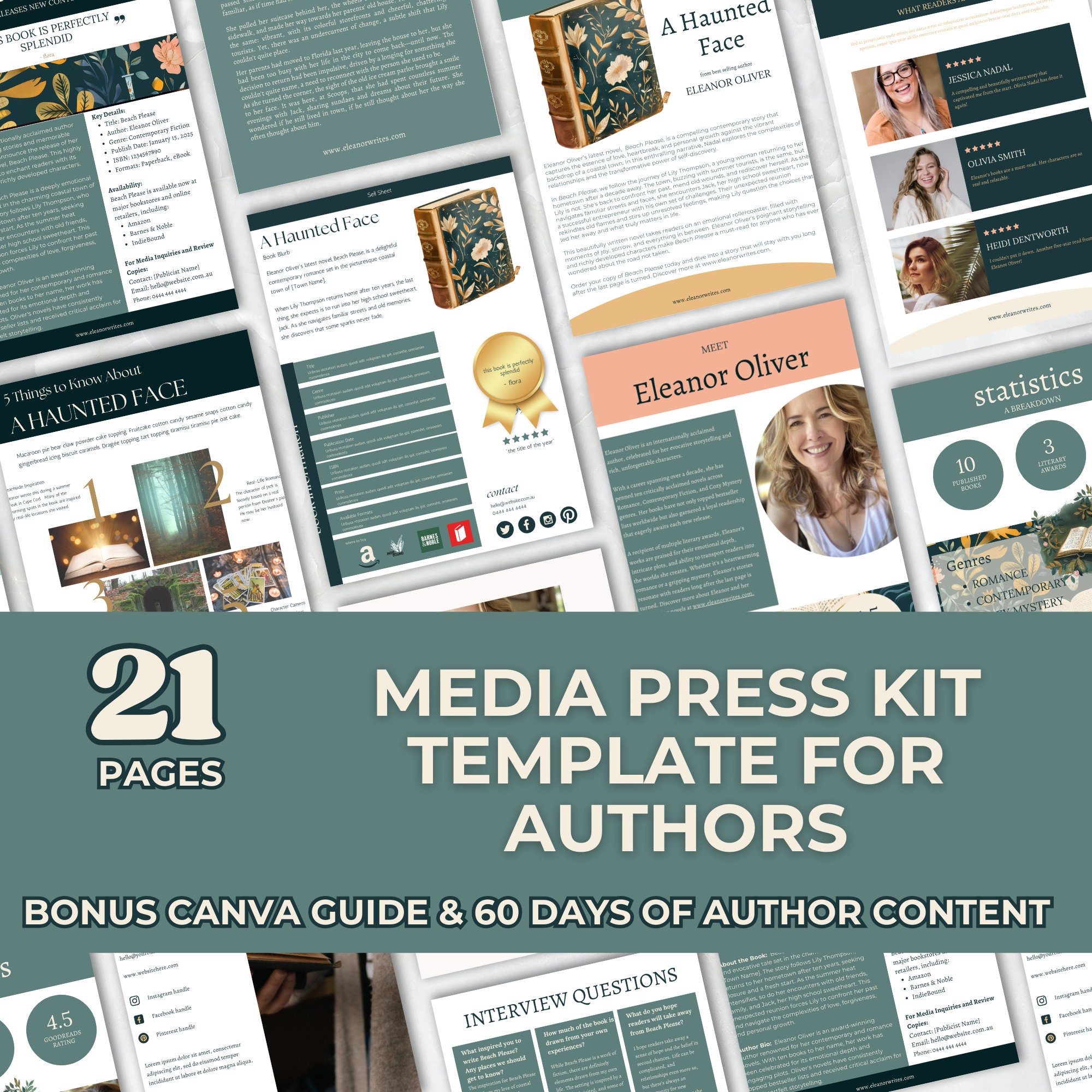 Author Media Kit, Canva Template, Media Kit Template, Author Canva ...