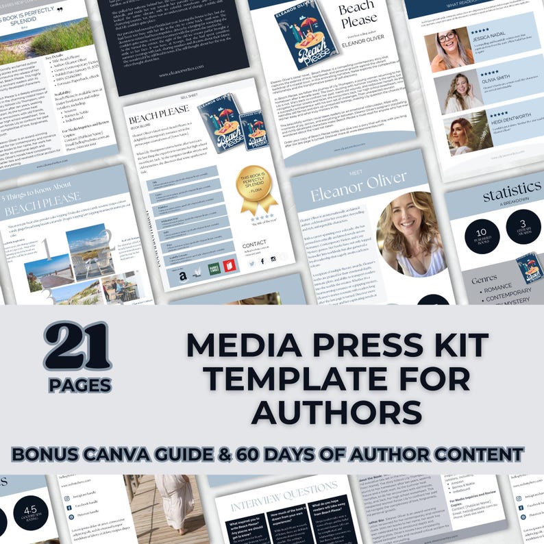 Blue Grey Media Kit, Neutral Media Kit, Media Kit Template, Author ...
