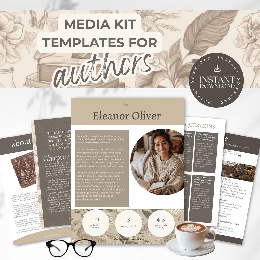 Author Media Kit Template- Light Academia Author Branding - Canva Press ...