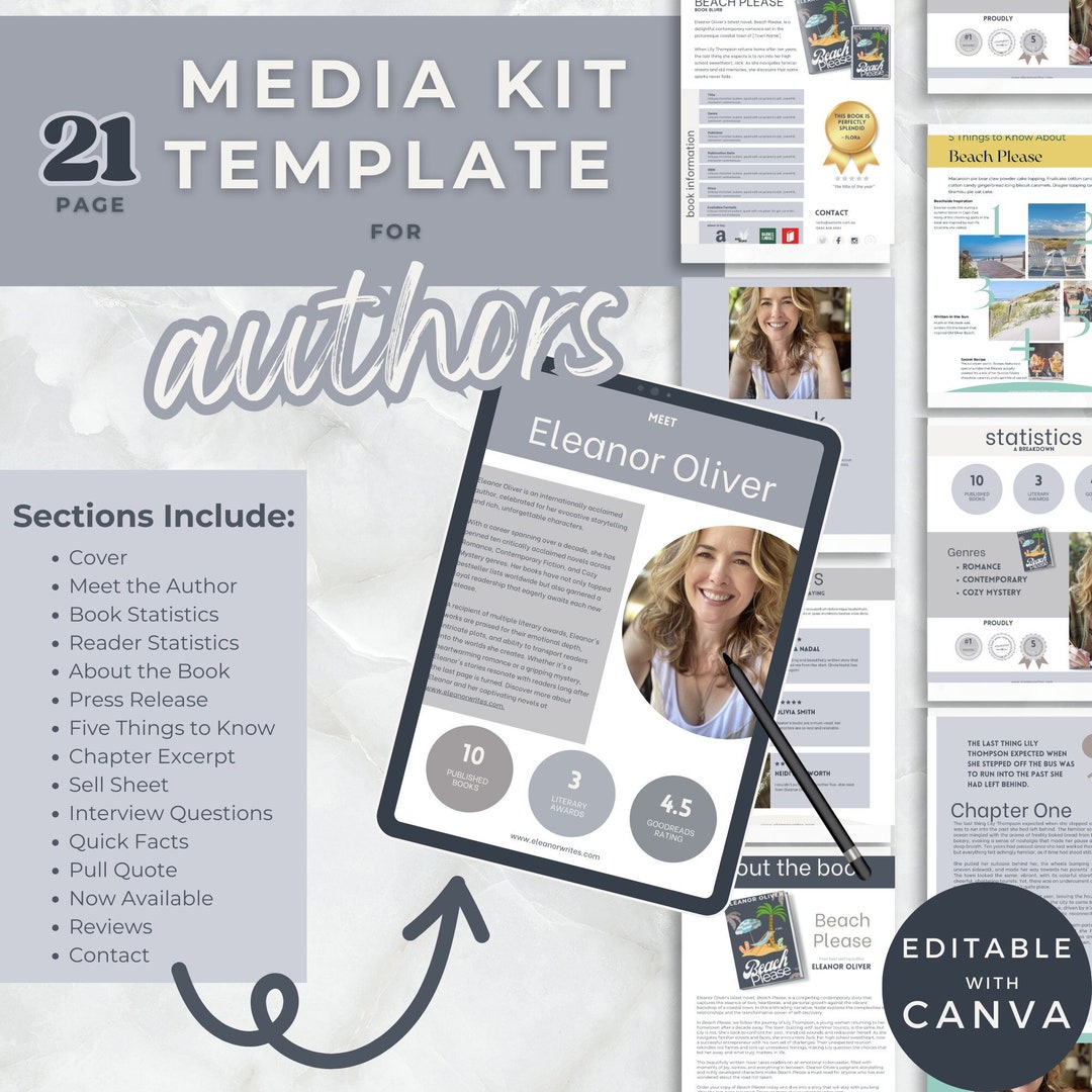 Author Media Kit, Canva Template, Media Kit Template, Author Canva ...