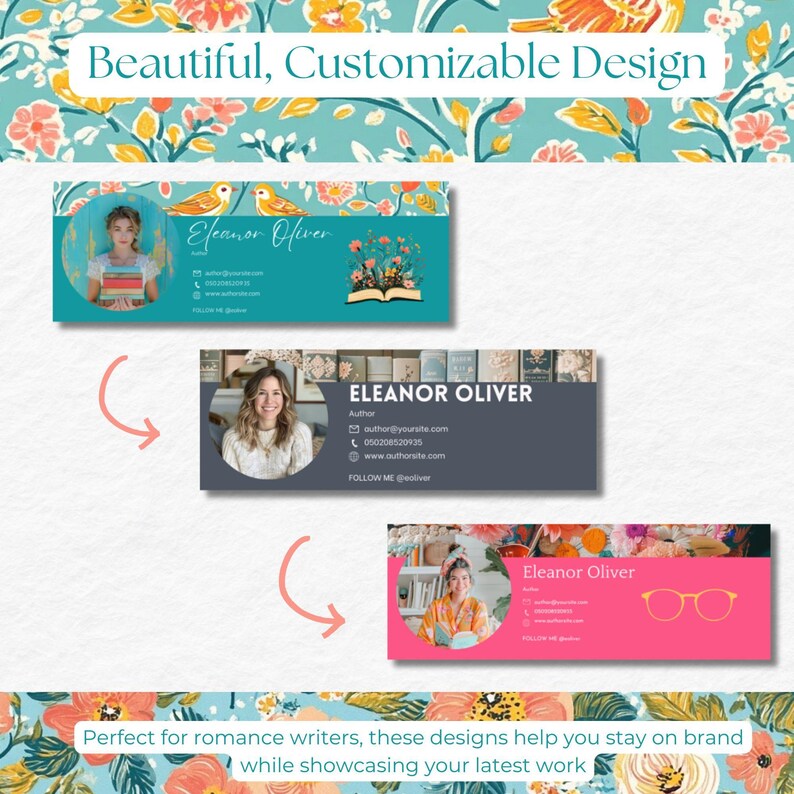 Romance Author Canva Template, Bright Writer Branding, Colorful ...
