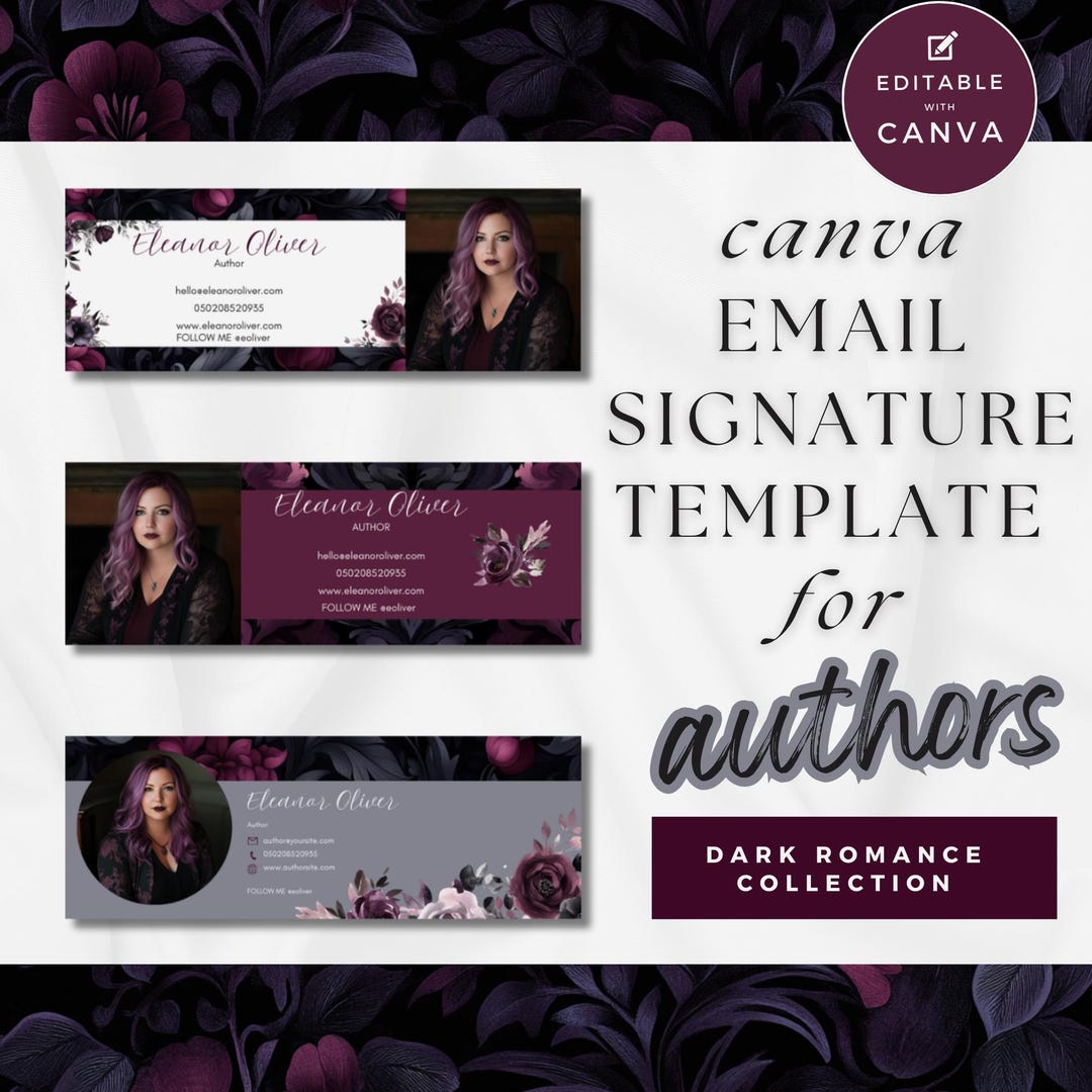 Luxury Email Signature Templates for Authors, Author Branding Kit ...