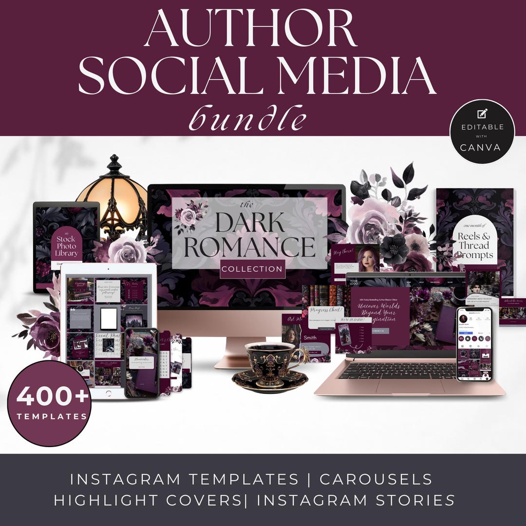 Dark Romance Author Social Media Bundle | Canva Instagram Templates ...