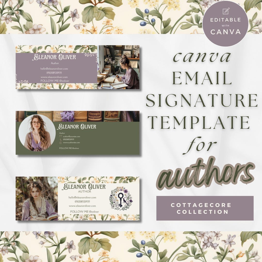 Cottagecore Email Signature Templates | Canva Author Branding, Bookish ...