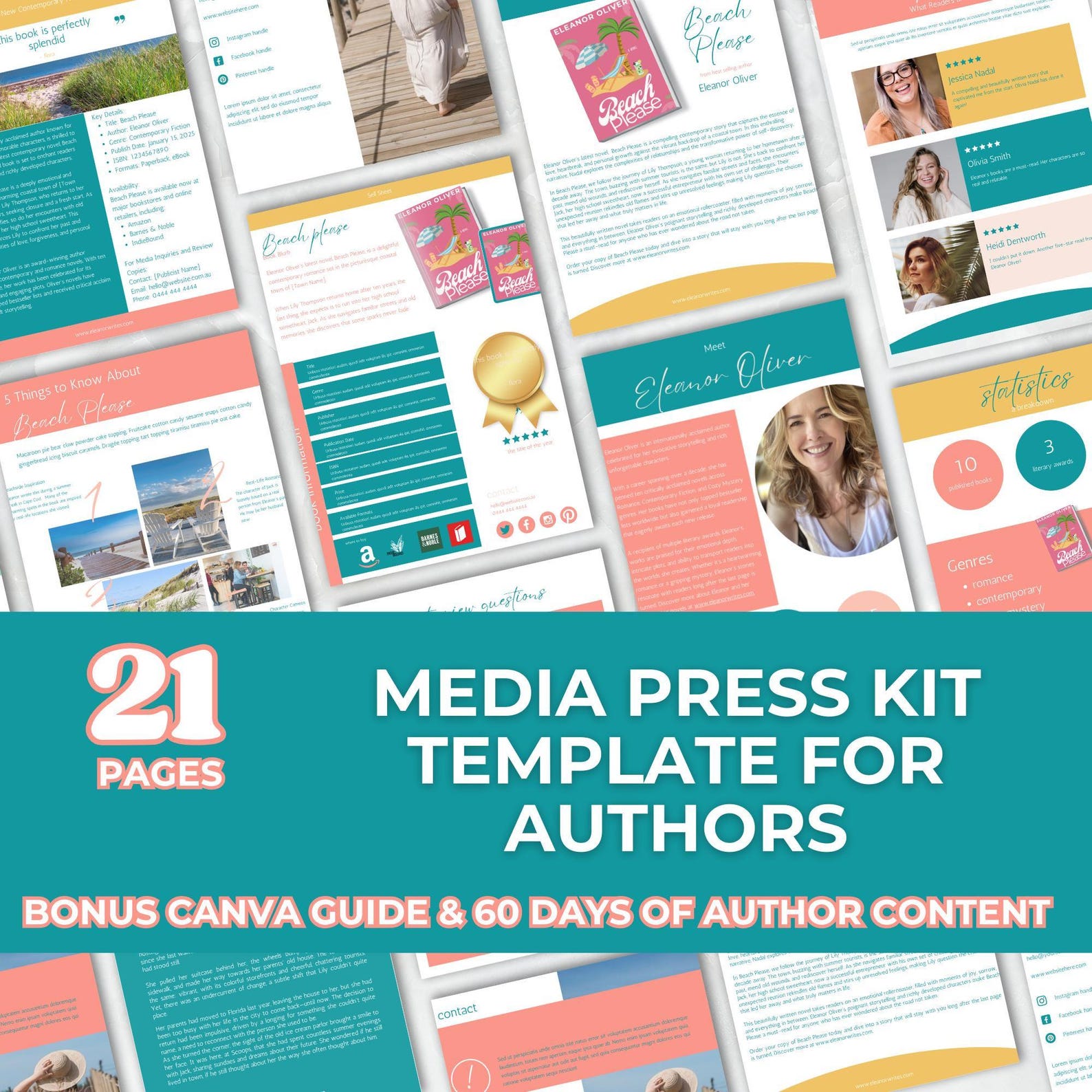 Author Media Kit, Canva Template, Media Kit Template, Author Canva ...